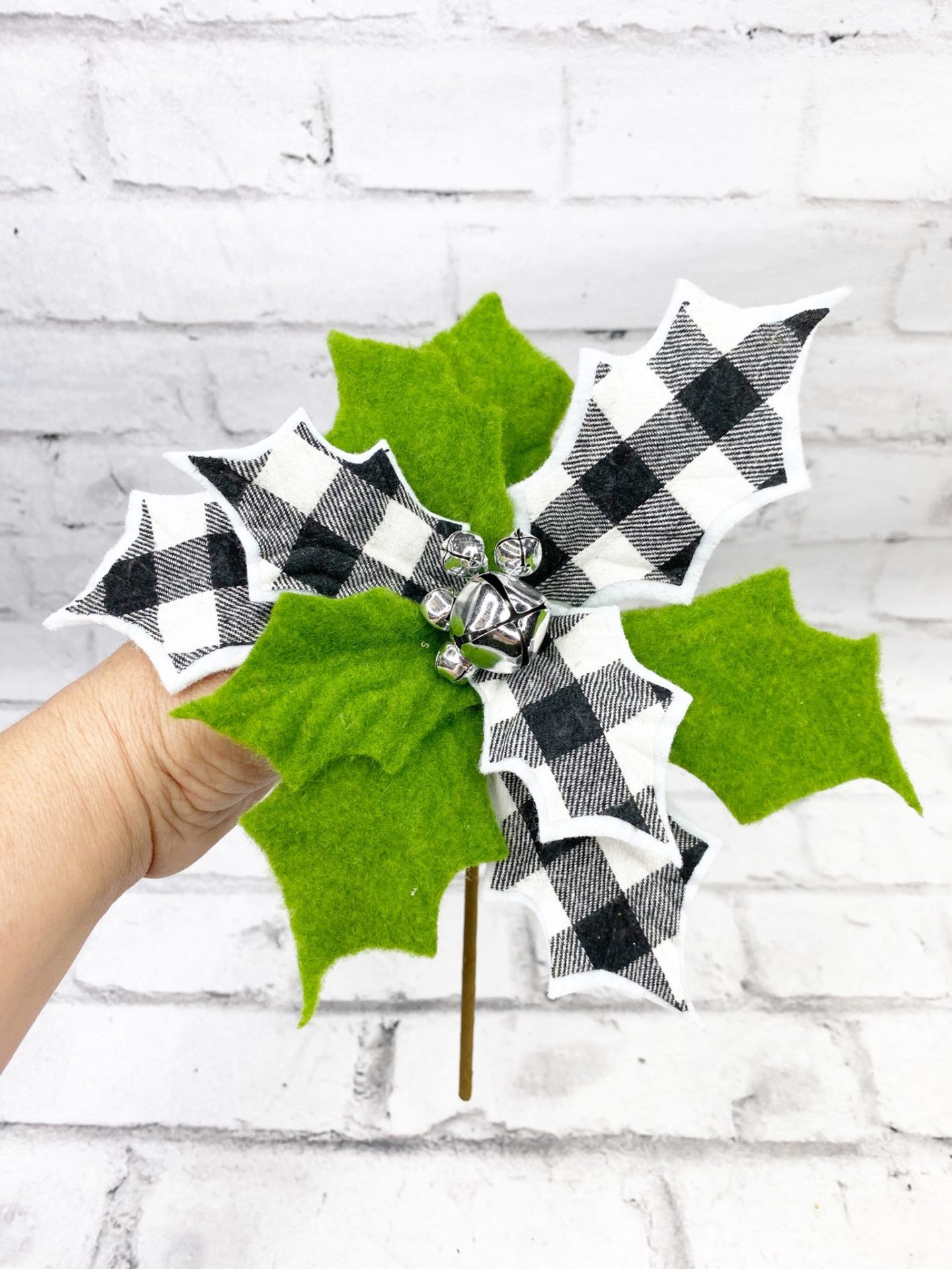 Black White Poinsettia Bell Pick - Kelea's Florals
