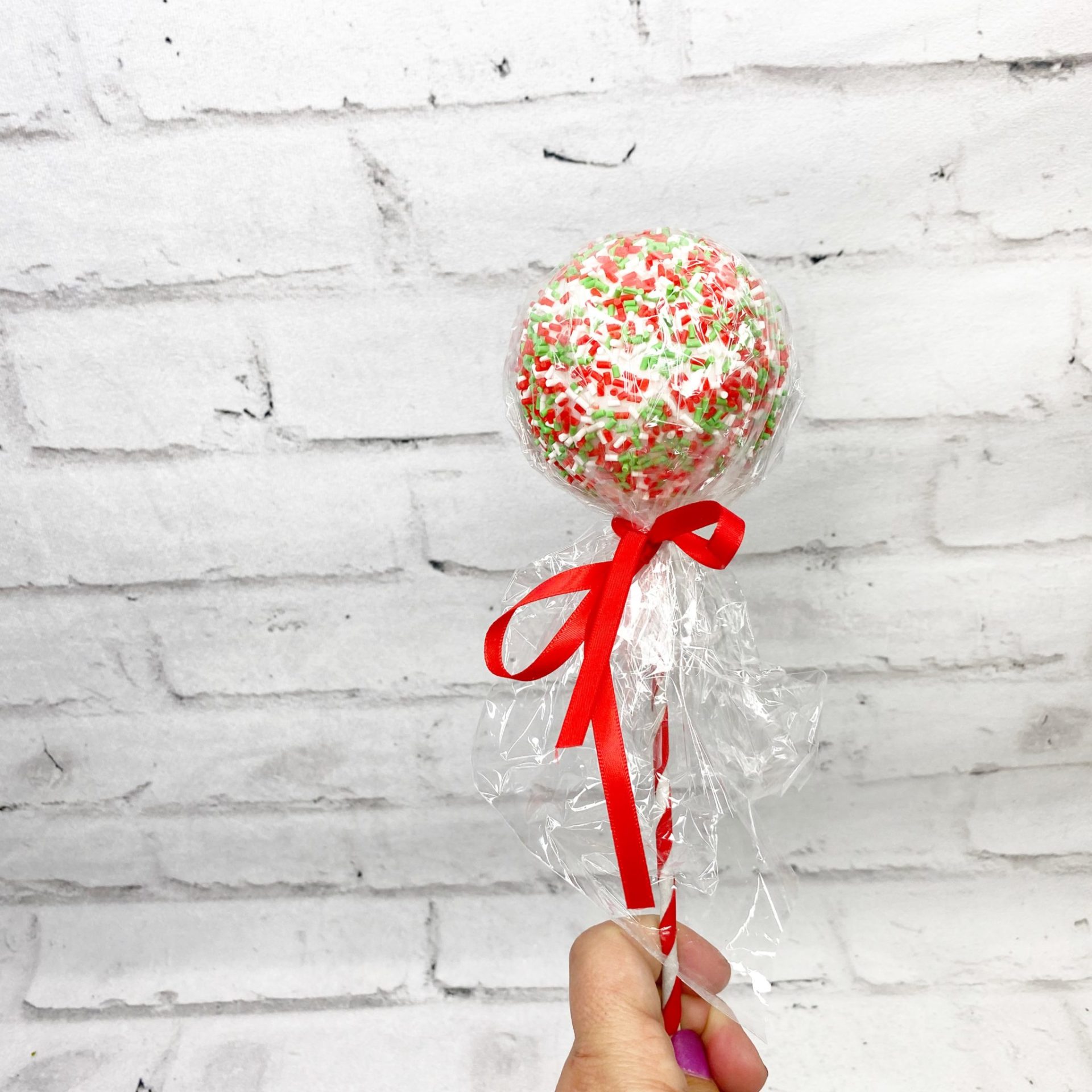 Red White Green Sprinkle Cake Pop Pick - Kelea's Florals