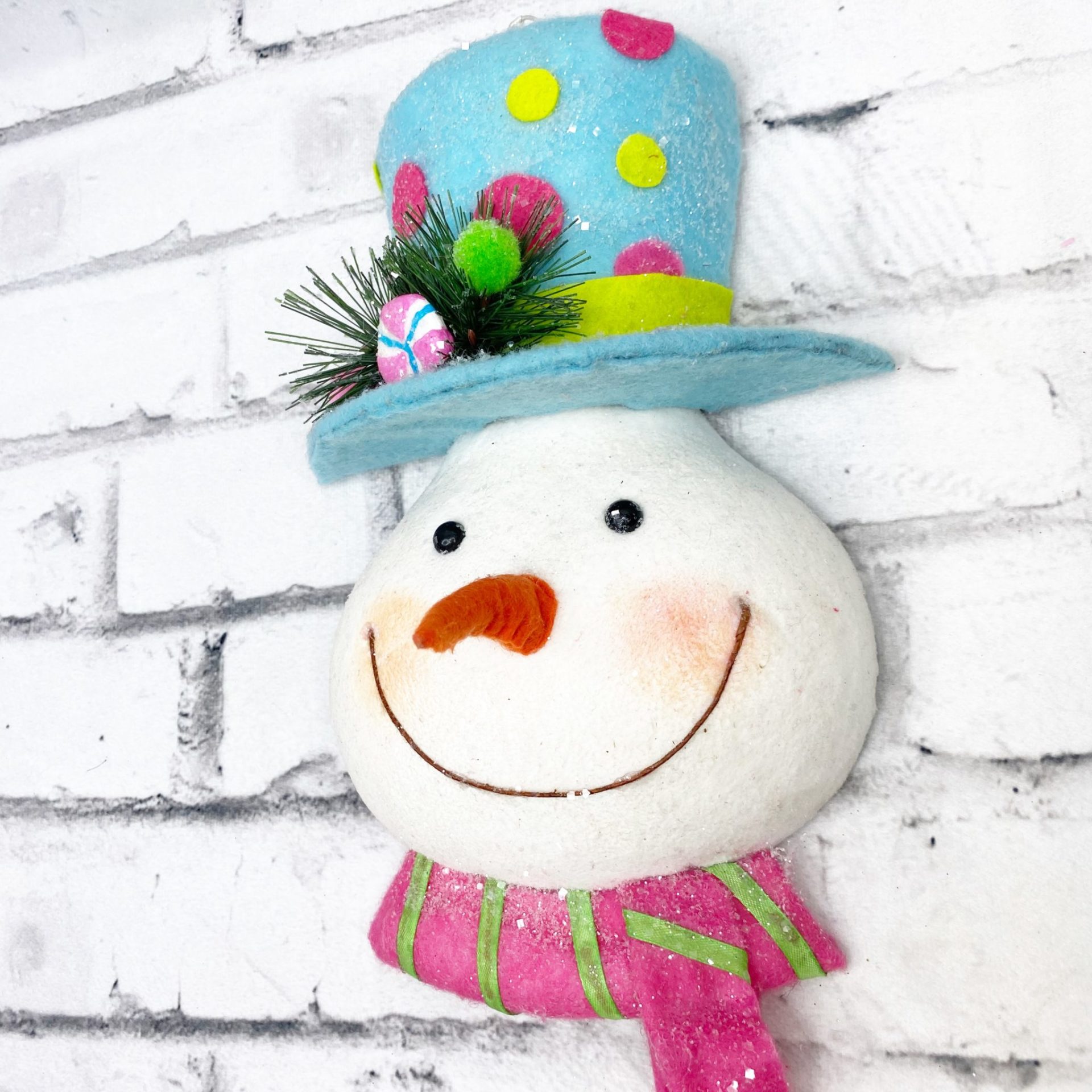 Snowman Head with Light Blue Top Hat - Kelea's Florals
