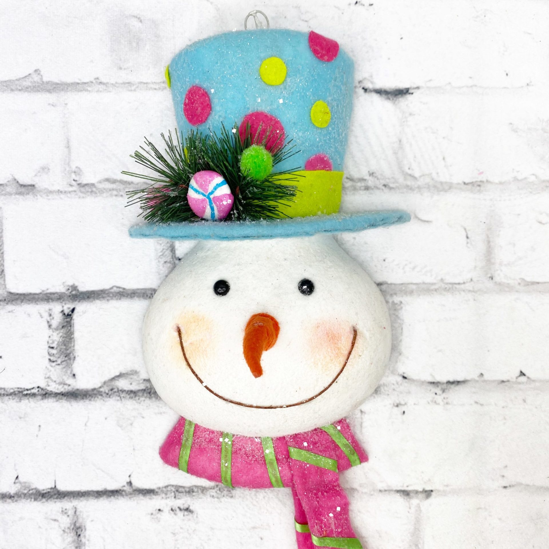 Snowman Head with Light Blue Top Hat - Kelea's Florals