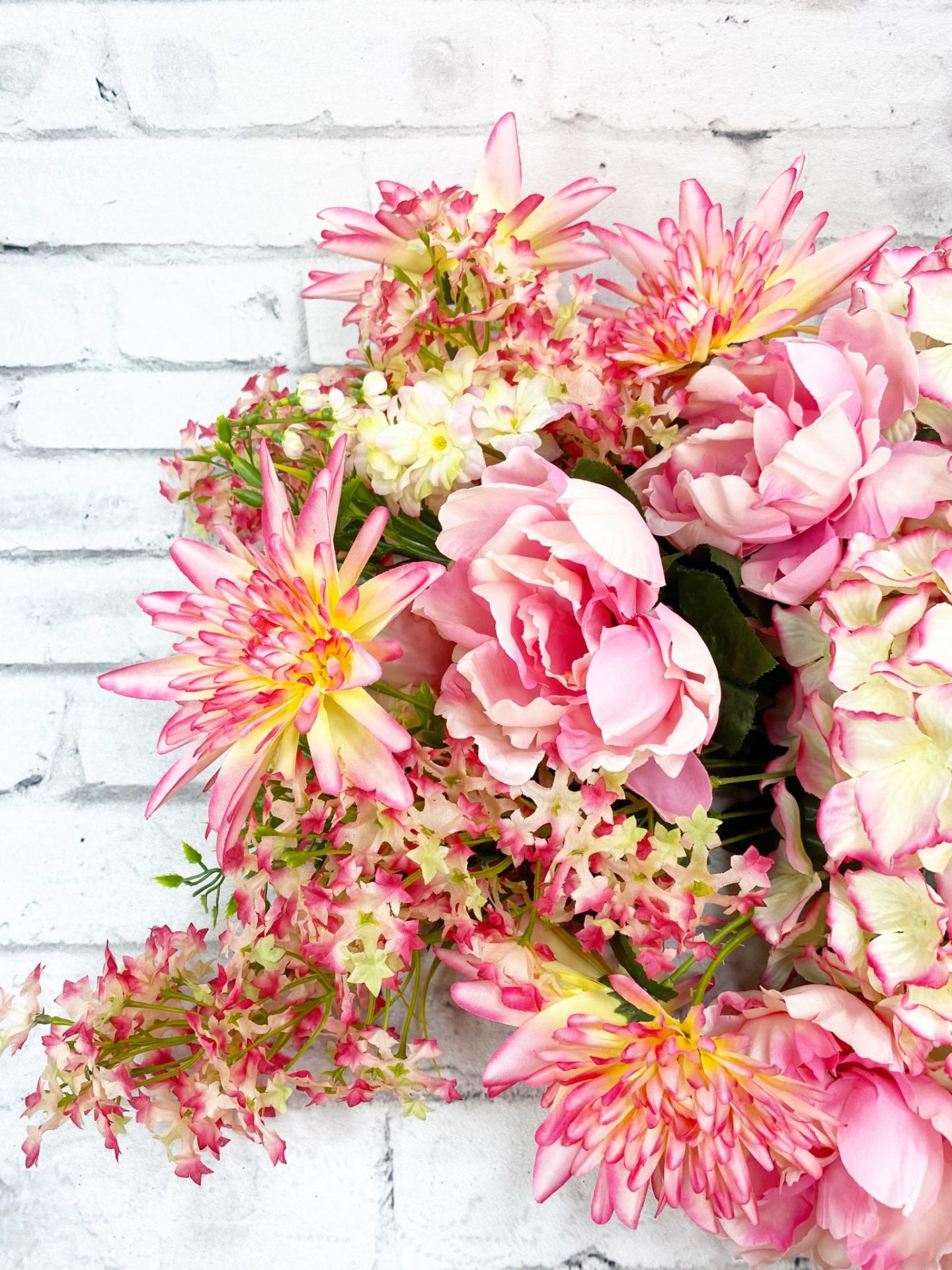 Pink Peony Fuji Mum Lila Delphinium & Hydrangea Mixed Bush - Kelea's ...