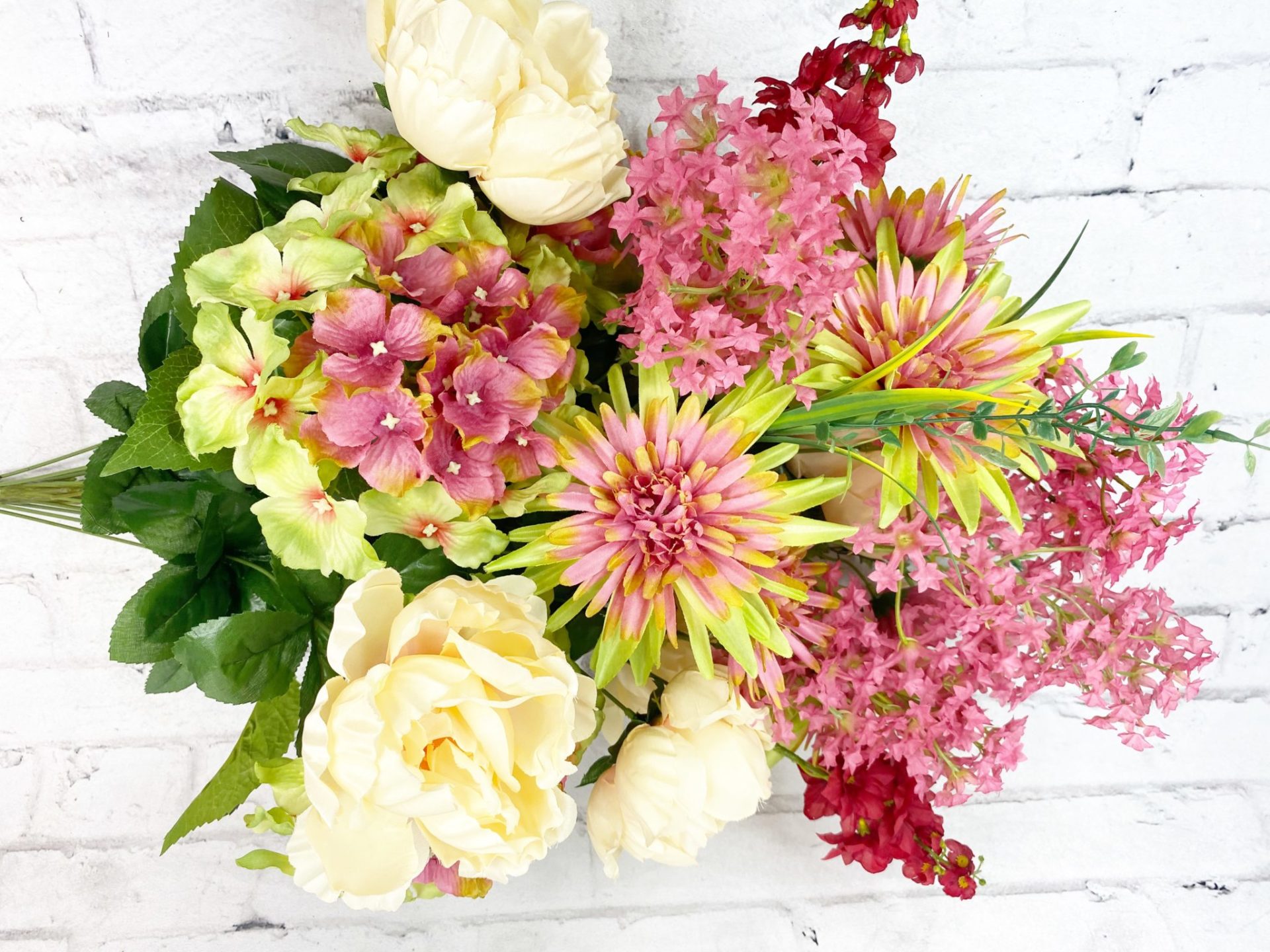 Mauve Green Peony Fuji Mum Lila Delphinium & Hydrangea Mixed Bush ...