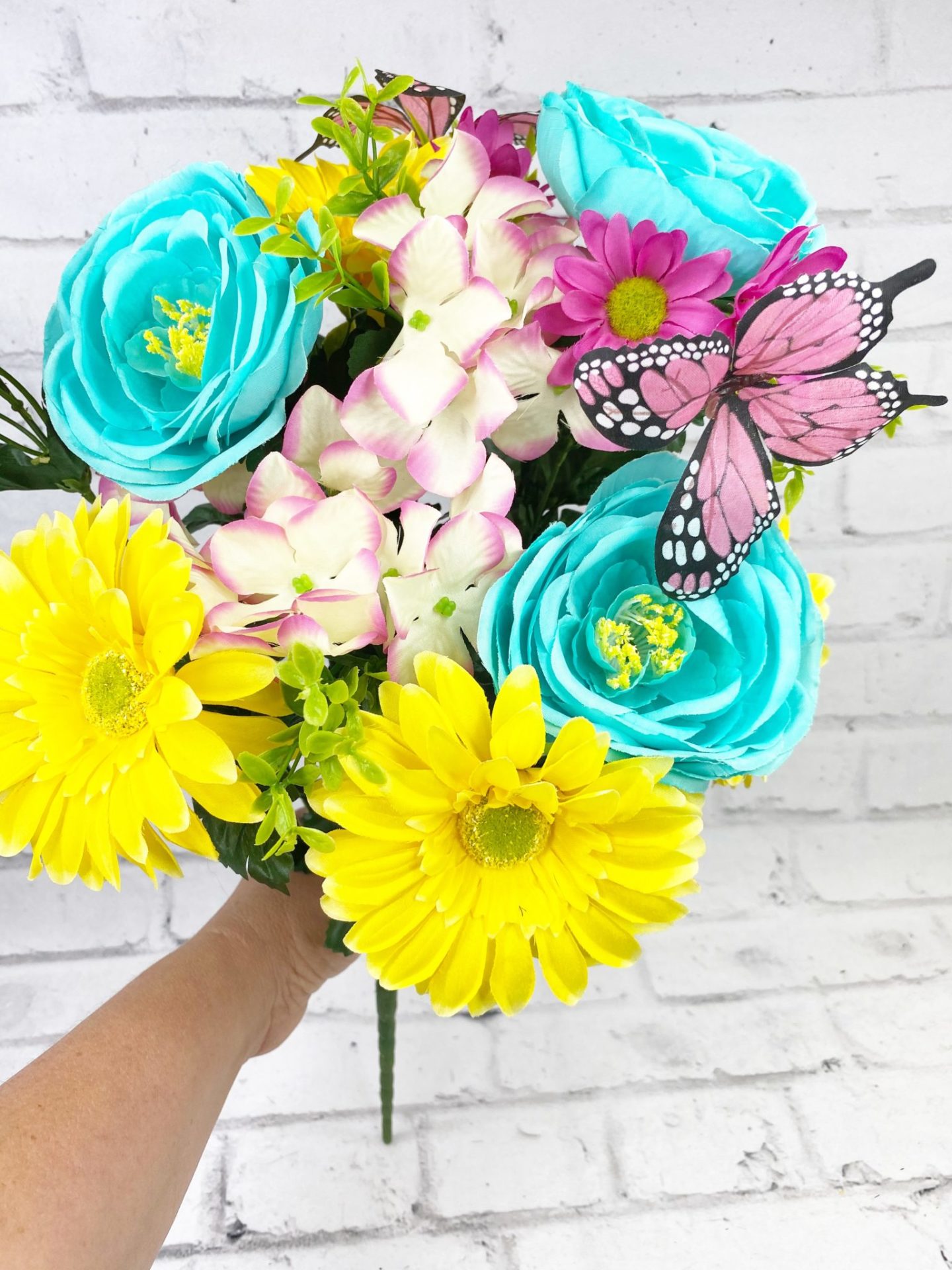 Aqua Yellow Dark Pink Hydrangea Butterfly Bush - Kelea's Florals