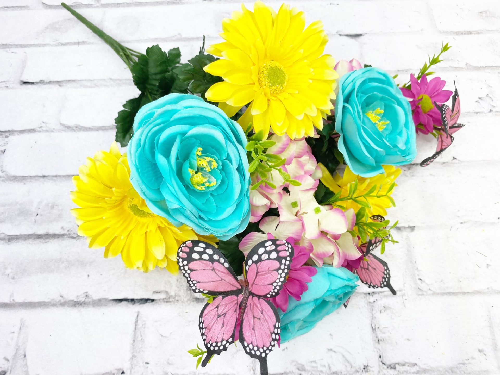 Aqua Yellow Dark Pink Hydrangea Butterfly Bush - Kelea's Florals