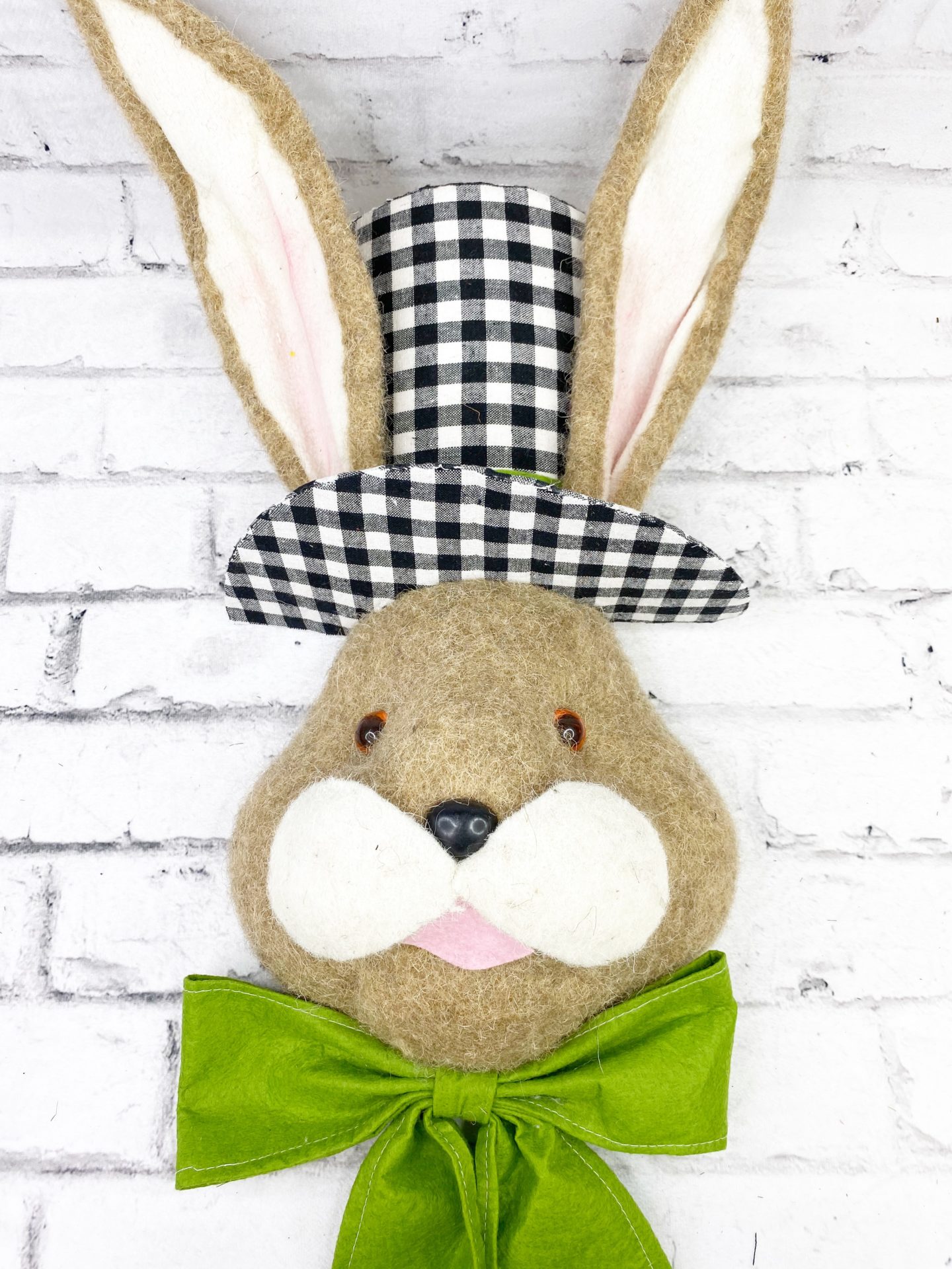 Black and White Bunny Top Hat Ornament - Kelea's Florals