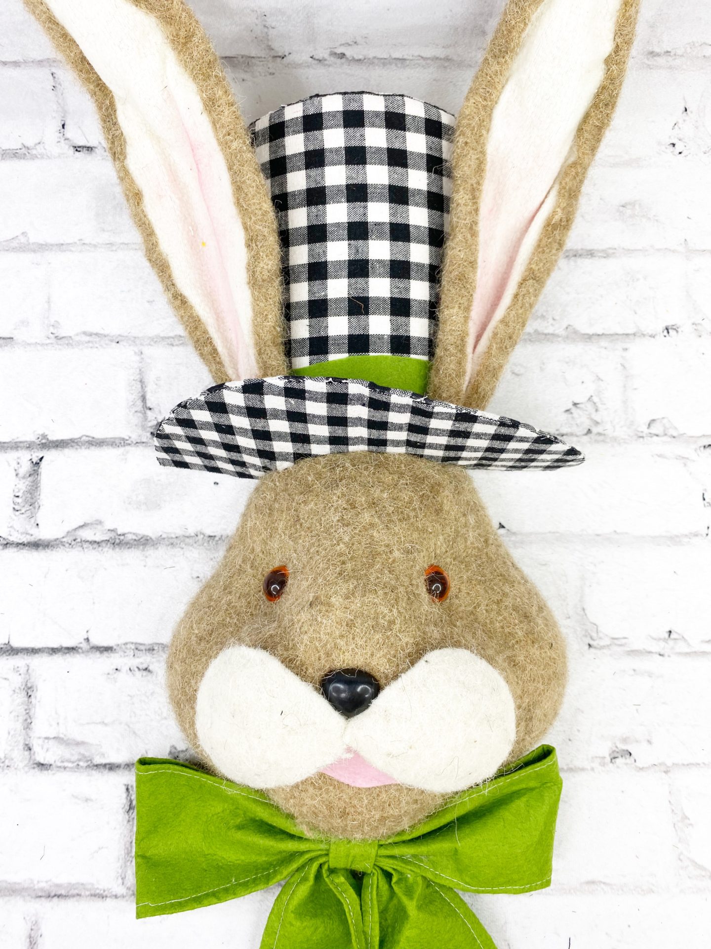 Black and White Bunny Top Hat Ornament - Kelea's Florals