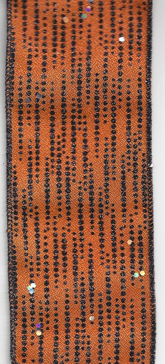 2.5" Orange with Black Mini Dot Stripe Ribbon - Kelea's Florals