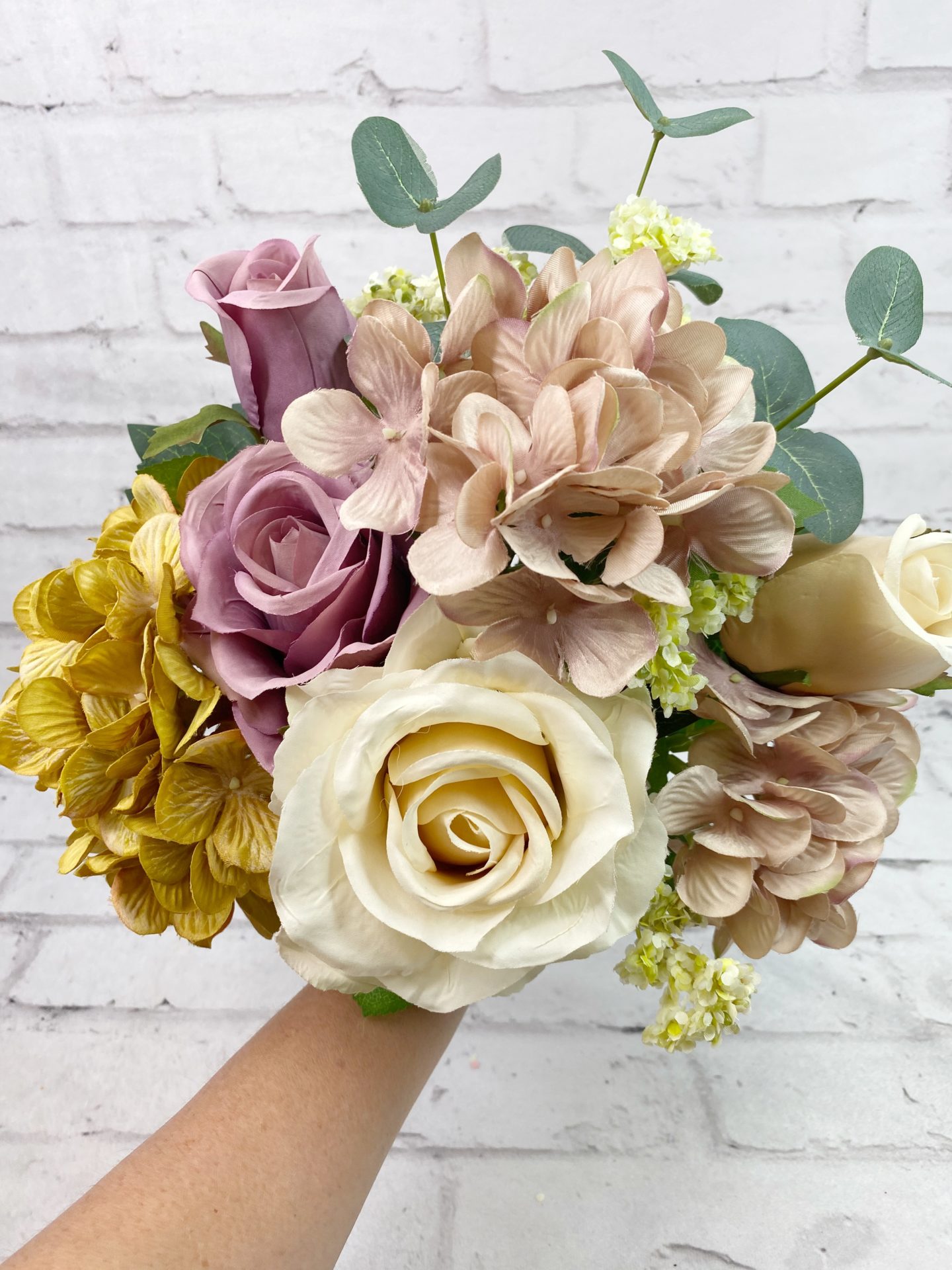 Gold Beige Purple Hydrangea Rose Bundle - Kelea's Florals