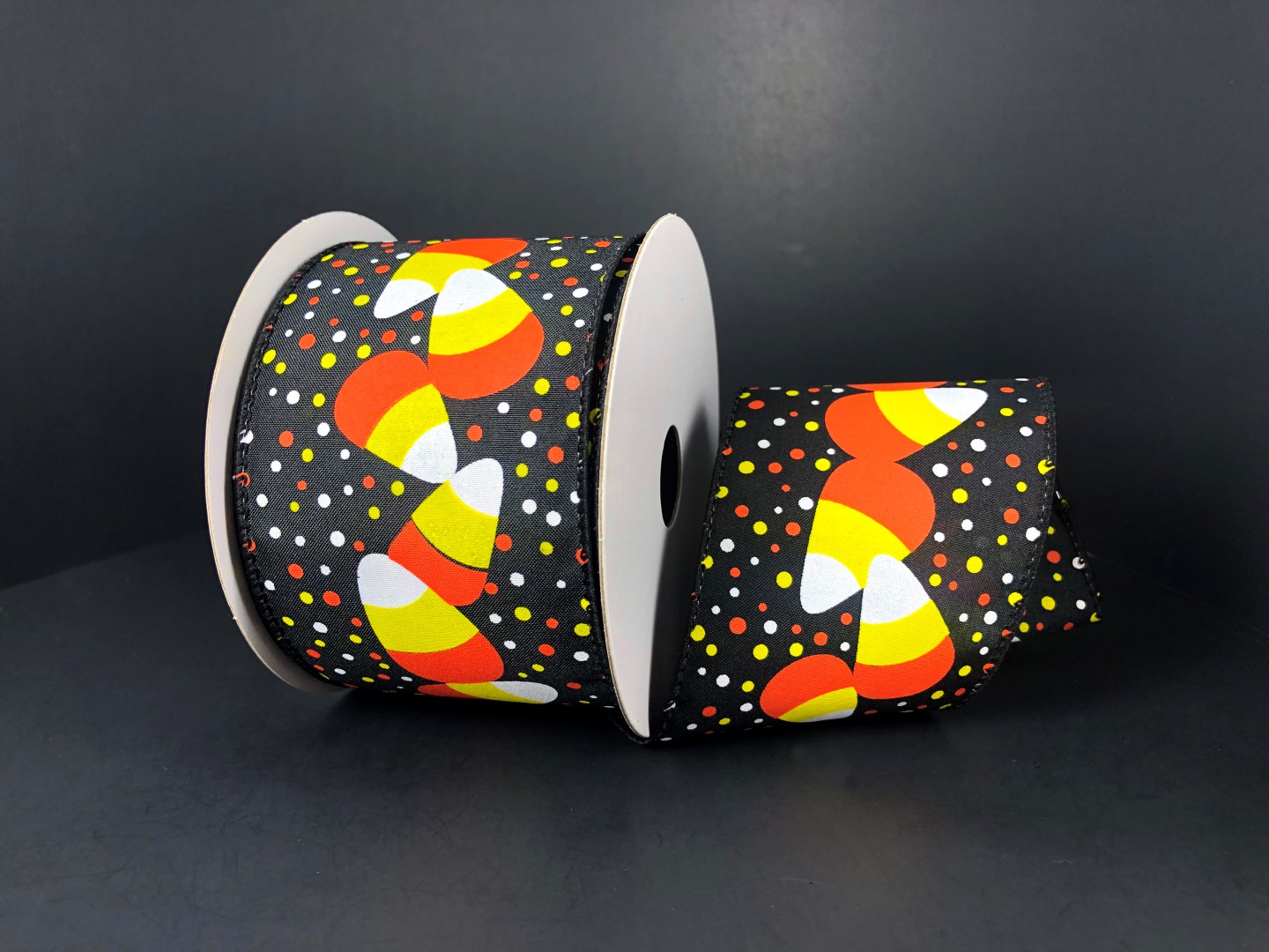 2.5" Black Satin Large Candy Corn Ribbon on a 10 yard roll - Kelea's ...