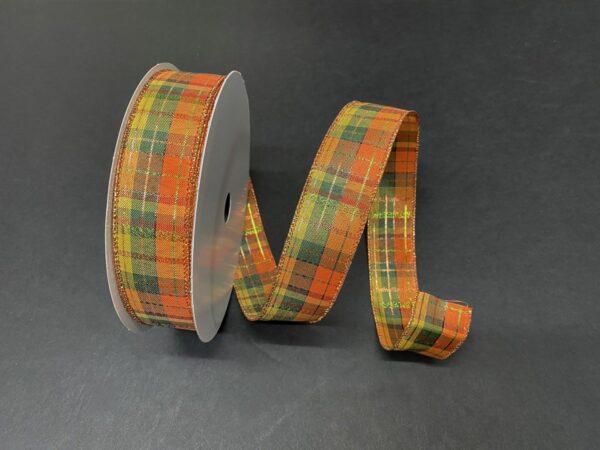 1.5" Metallic Fall Plaid Ribbon on a 50 Yard Roll - Kelea's Florals