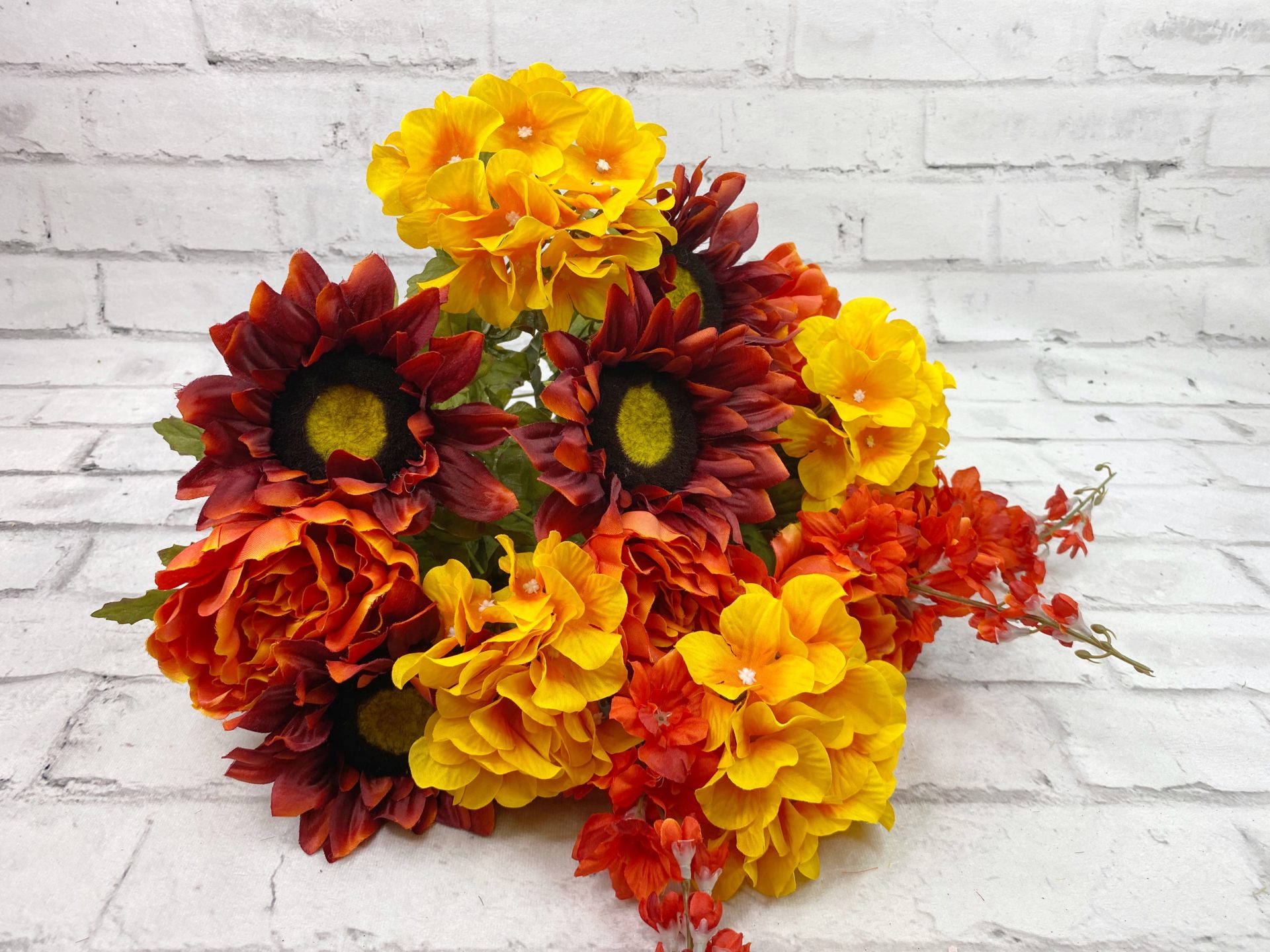 Orange Yellow Peony Hydrangea Sunflower - Kelea's Florals