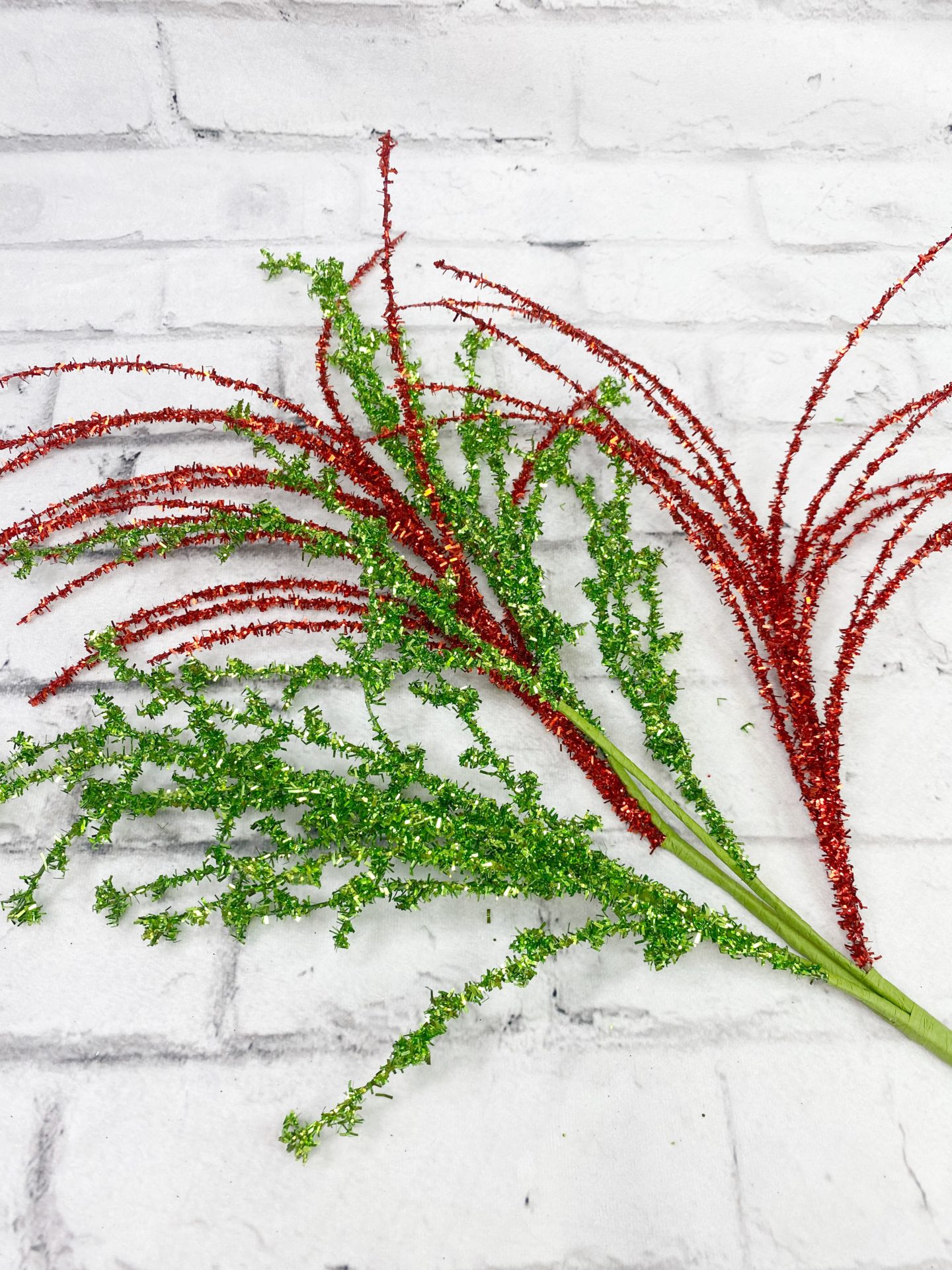 Red Green Glitter Stem - Kelea's Florals