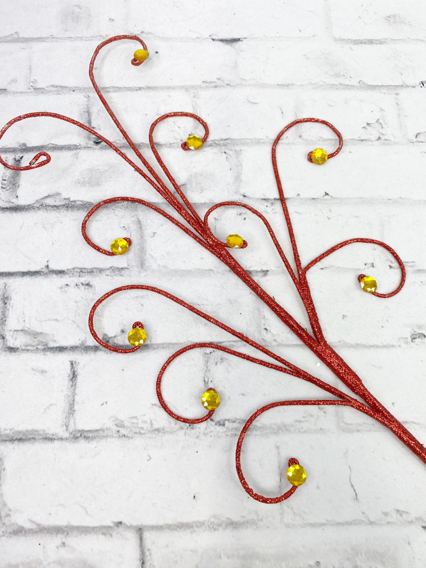 Red Glittered with Diamond Stem - Kelea's Florals