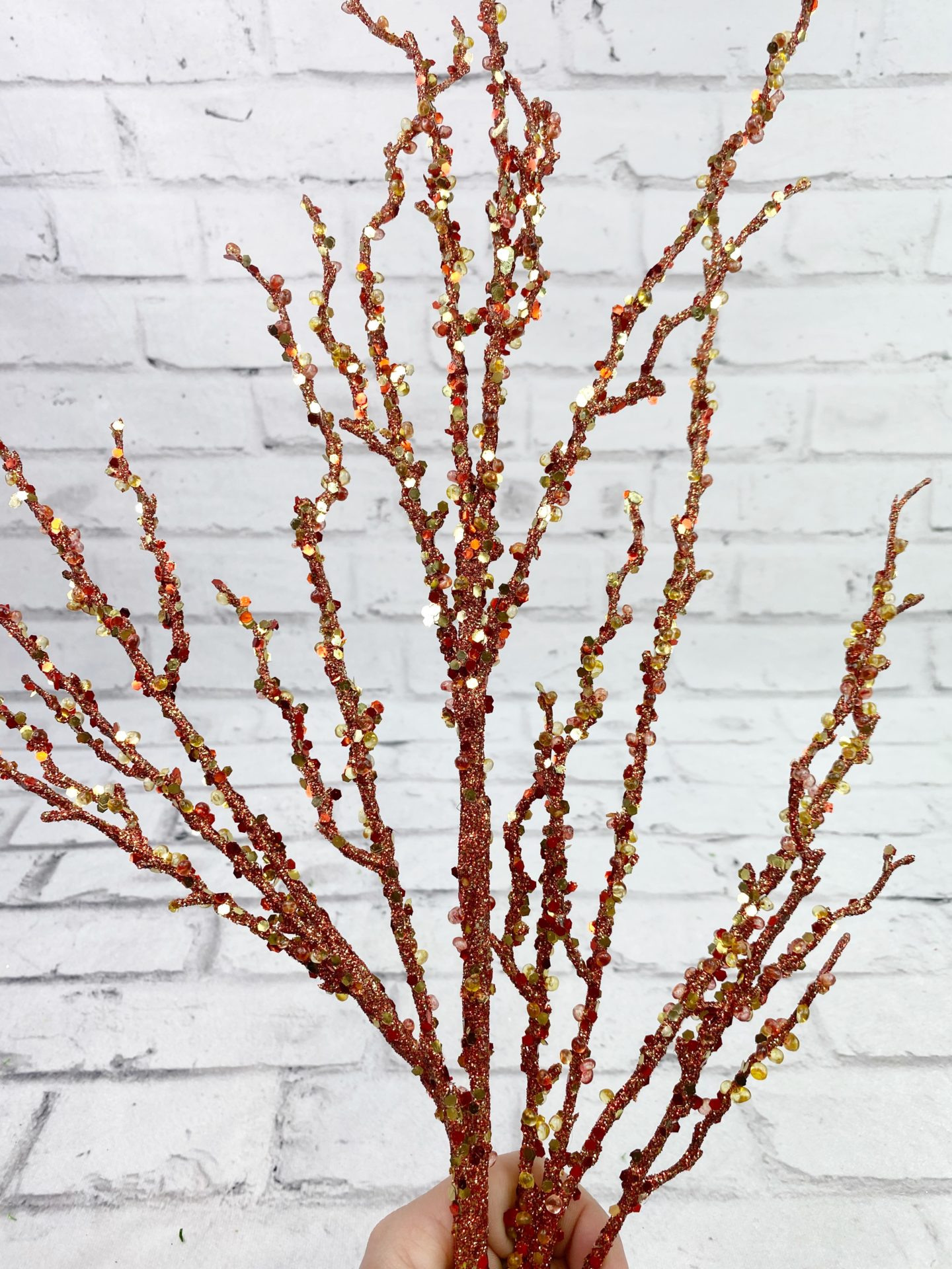 Red Gold Glitter Stem with Beads - Kelea's Florals