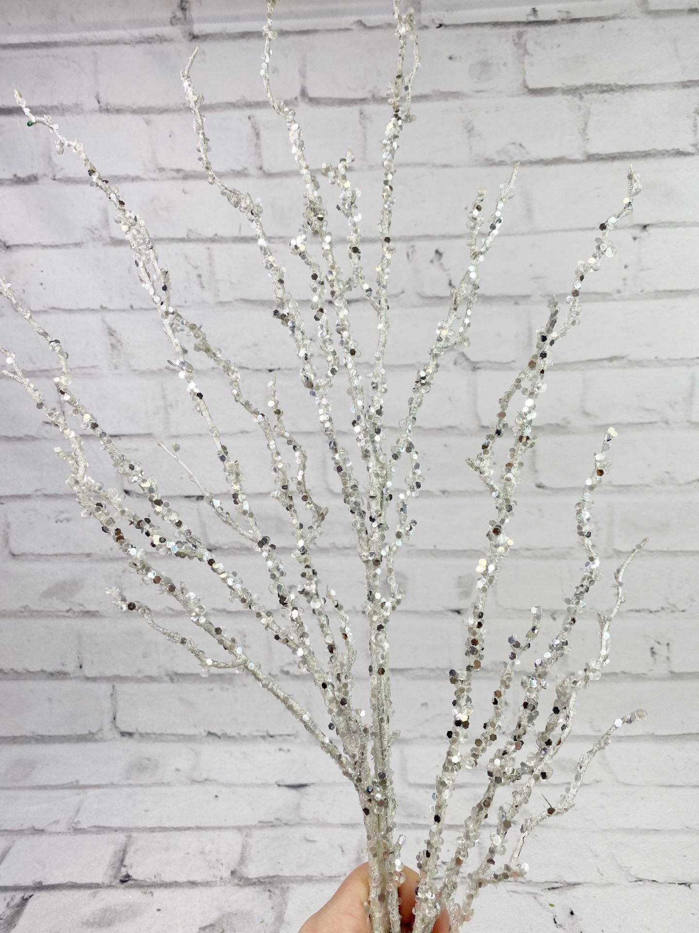 Silver Glitter Stem with Beads - Kelea's Florals