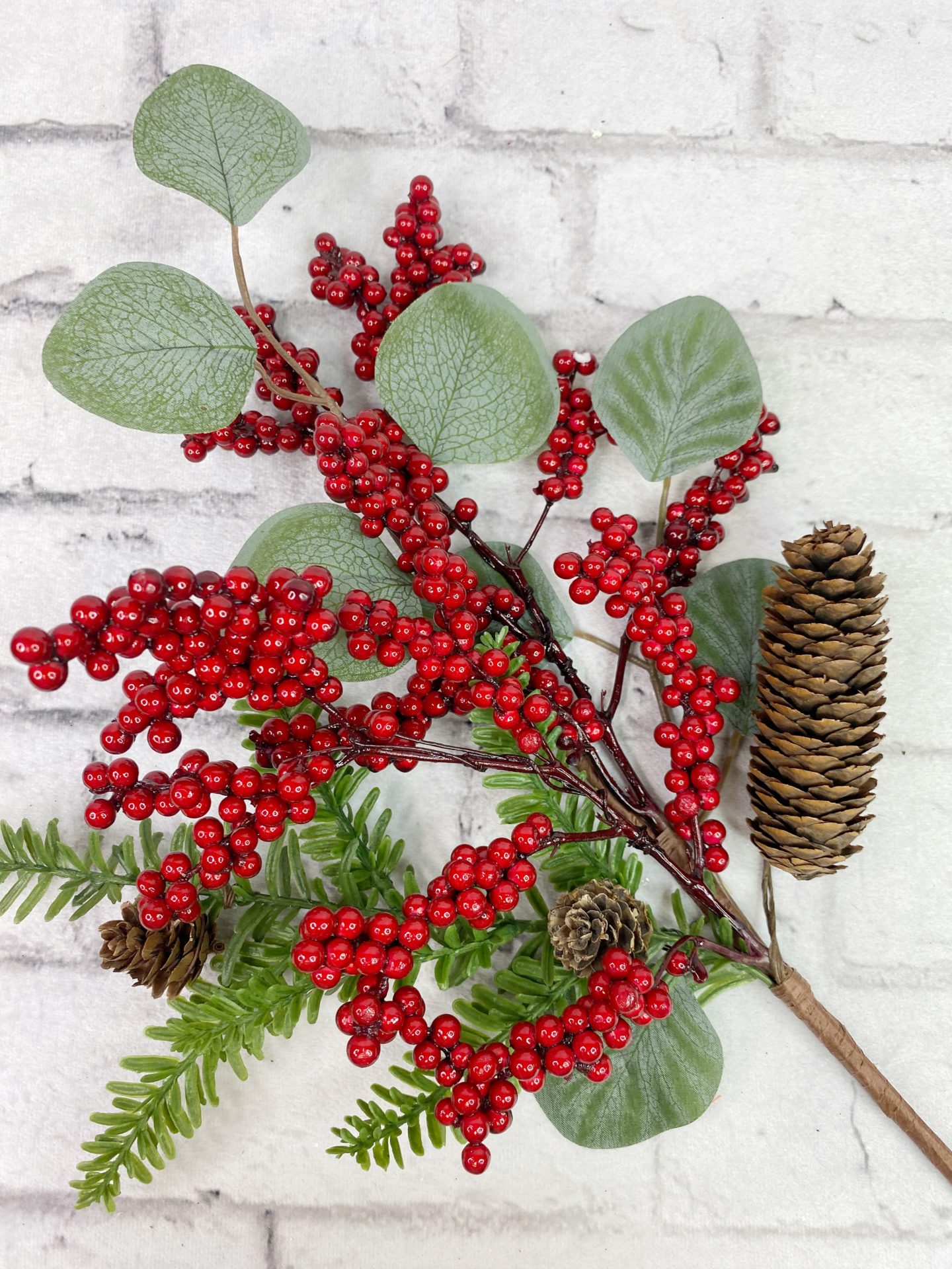 Eucalyptus with Red Berry and Greenery Pick - Kelea's Florals