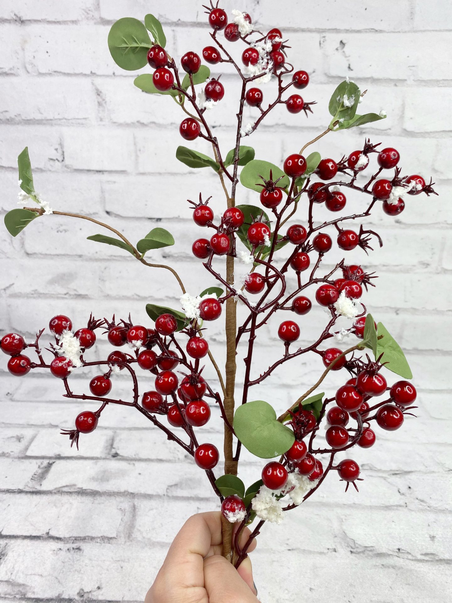Red Berry with Leaves Stem - Kelea's Florals