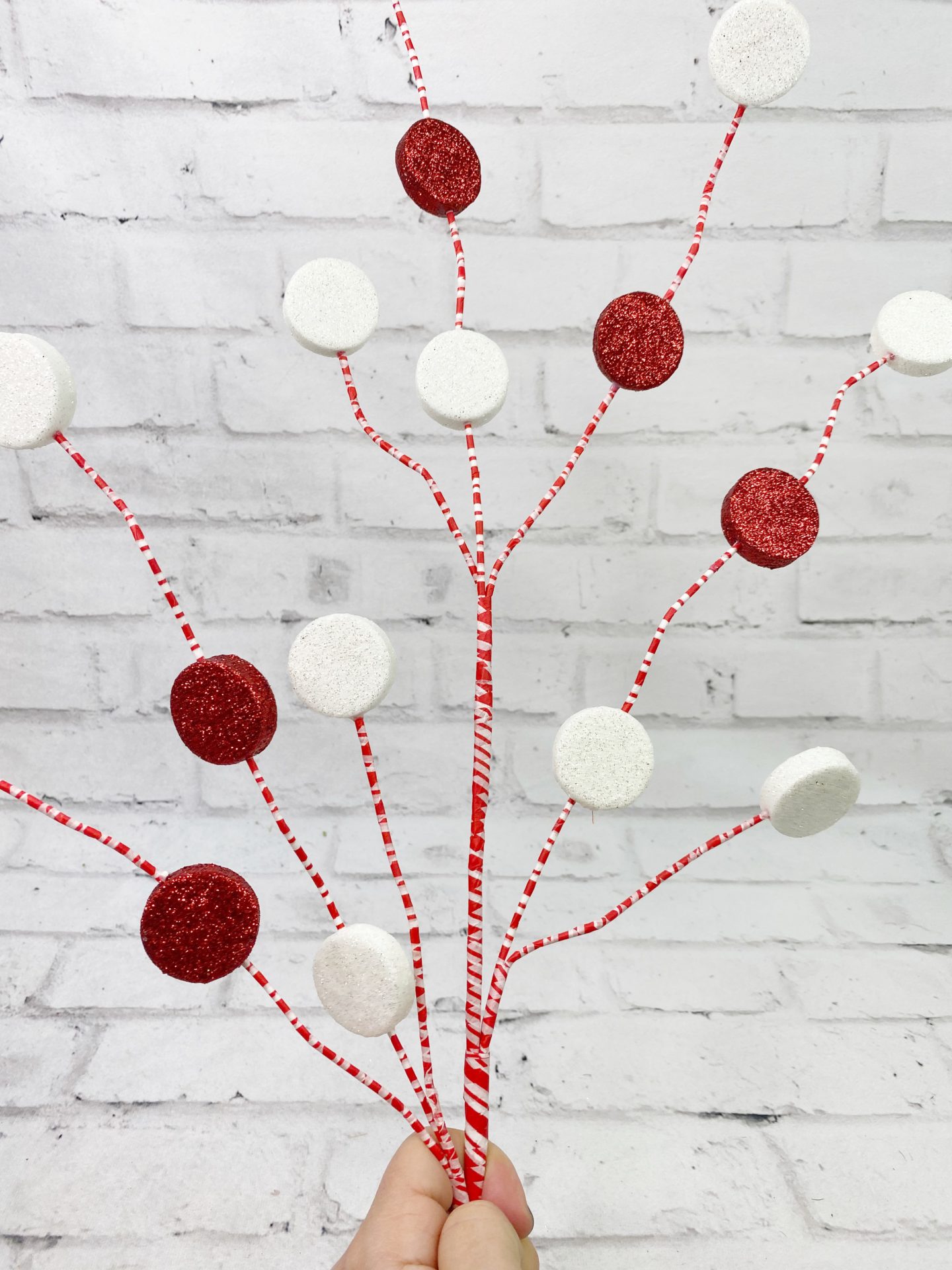 Red and White Round Candy Stem - Kelea's Florals