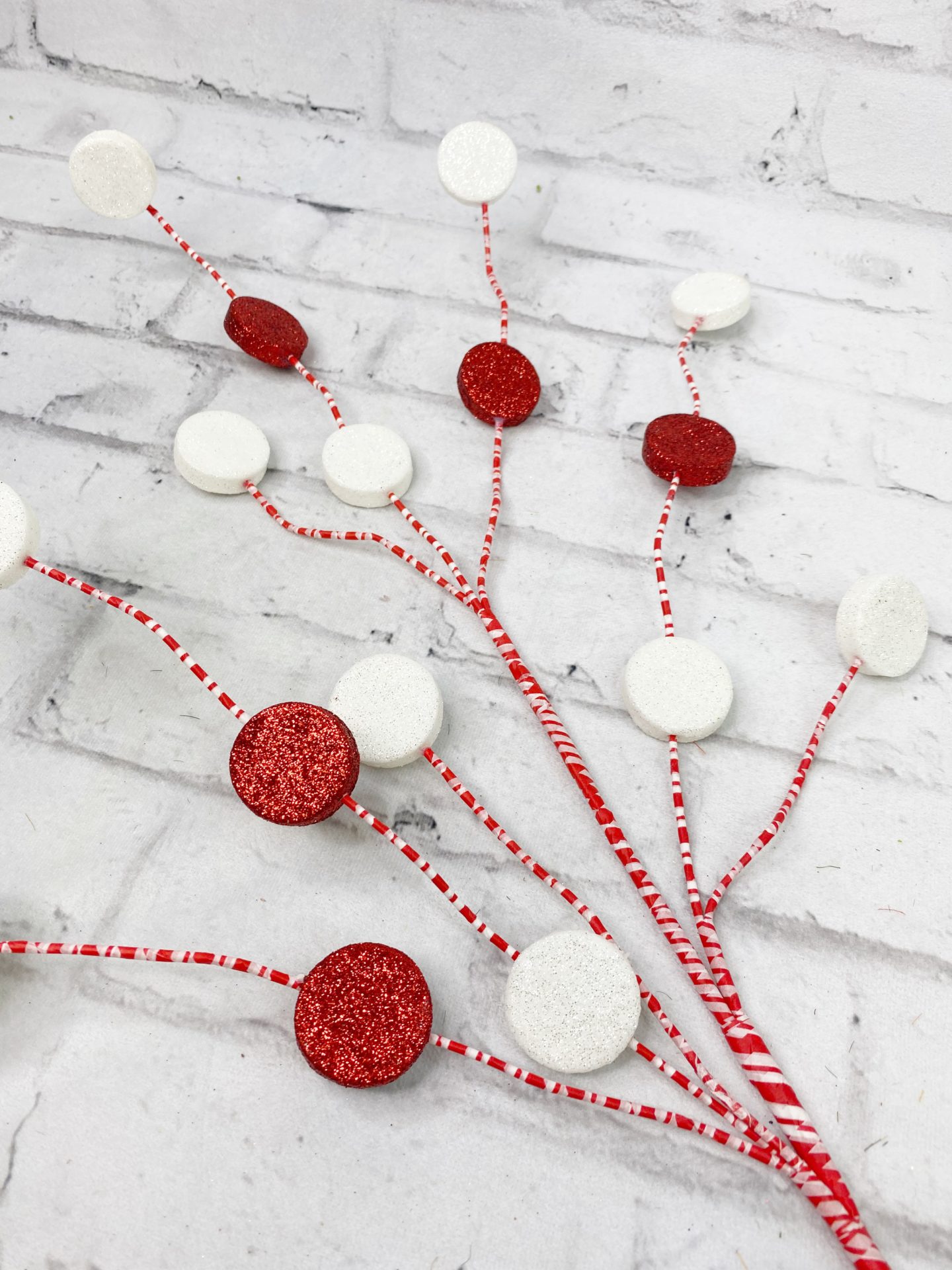 Red and White Round Candy Stem - Kelea's Florals