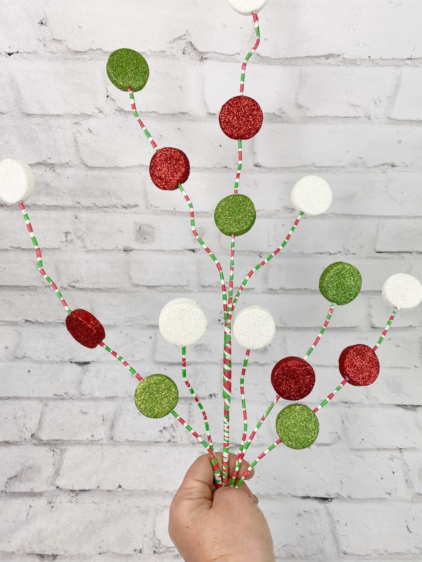 Red White and Green Round Candy Stem - Kelea's Florals