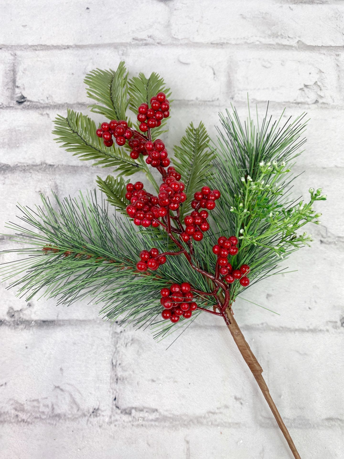 Red Berry with mixed Greenery Pick - Kelea's Florals