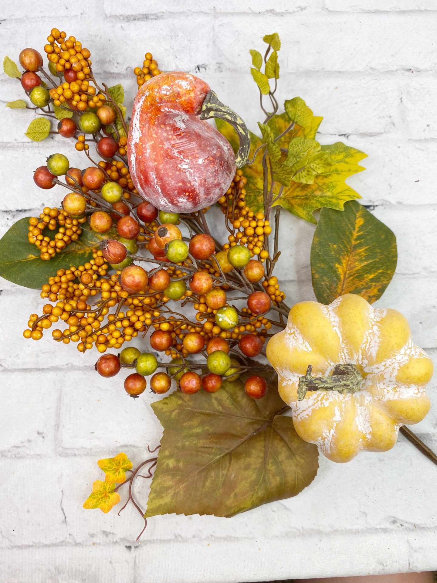 Orange Pumpkin and Gourd Berry Stem - Kelea's Florals
