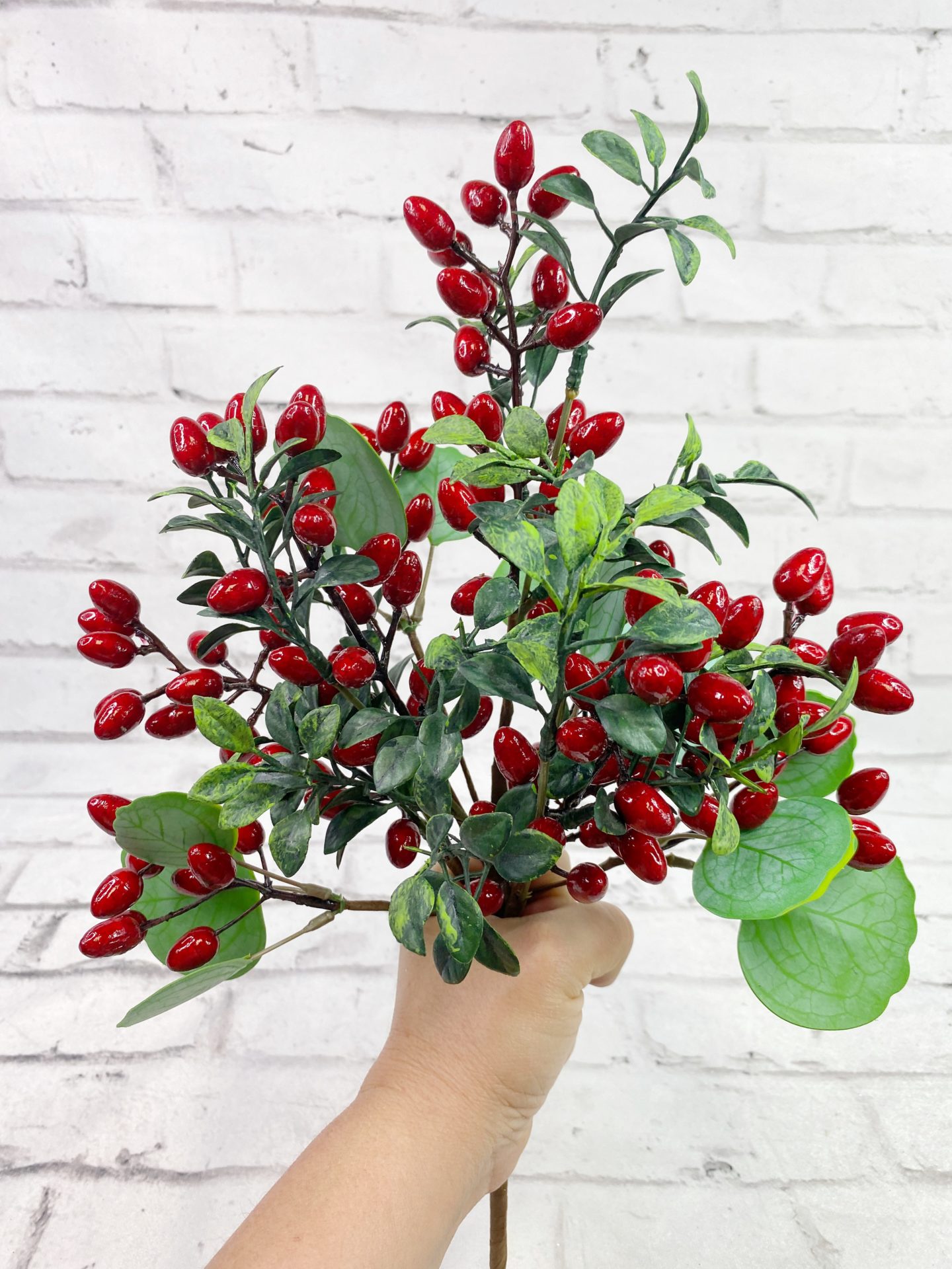 Medium Red Berry with Mixed Leaves Bush - Kelea's Florals