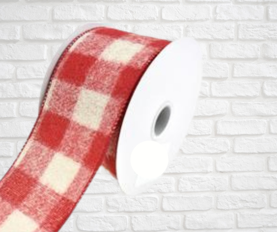 2.5" White and Red Buffalo Brushed Plaid - Kelea's Florals