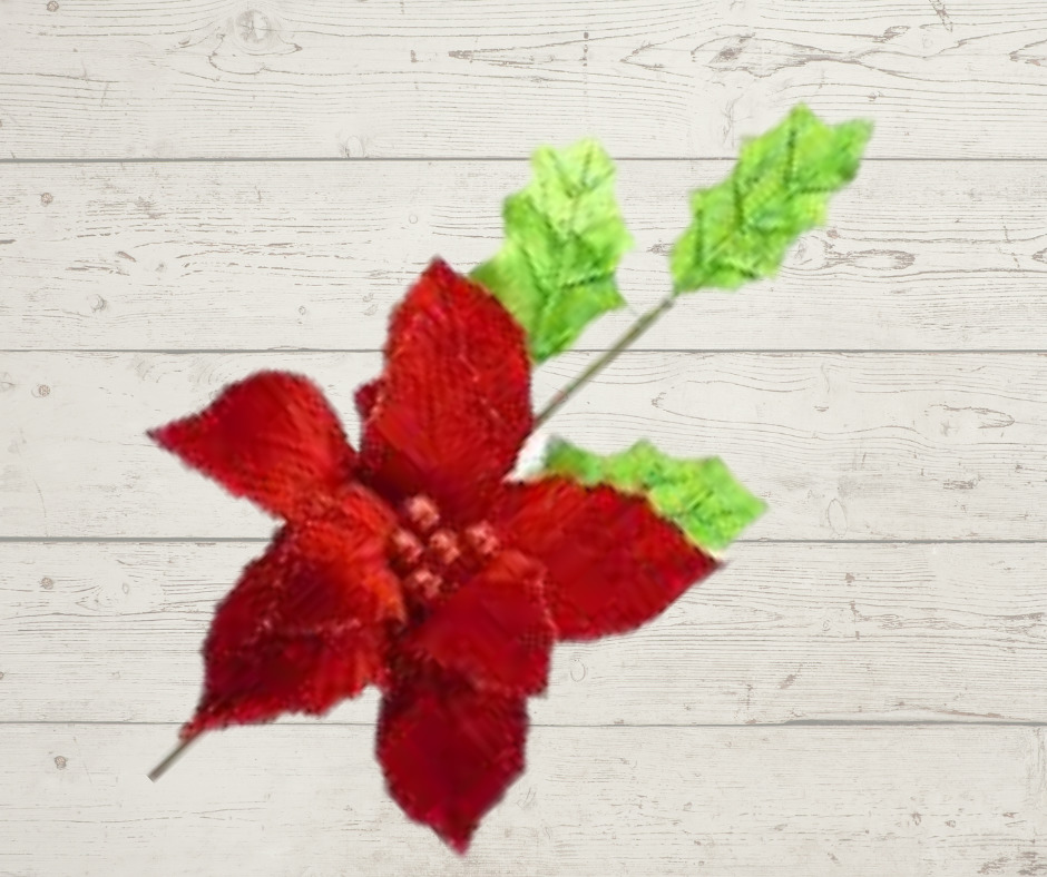 Velvet Poinsettia Holly Pick - Kelea's Florals