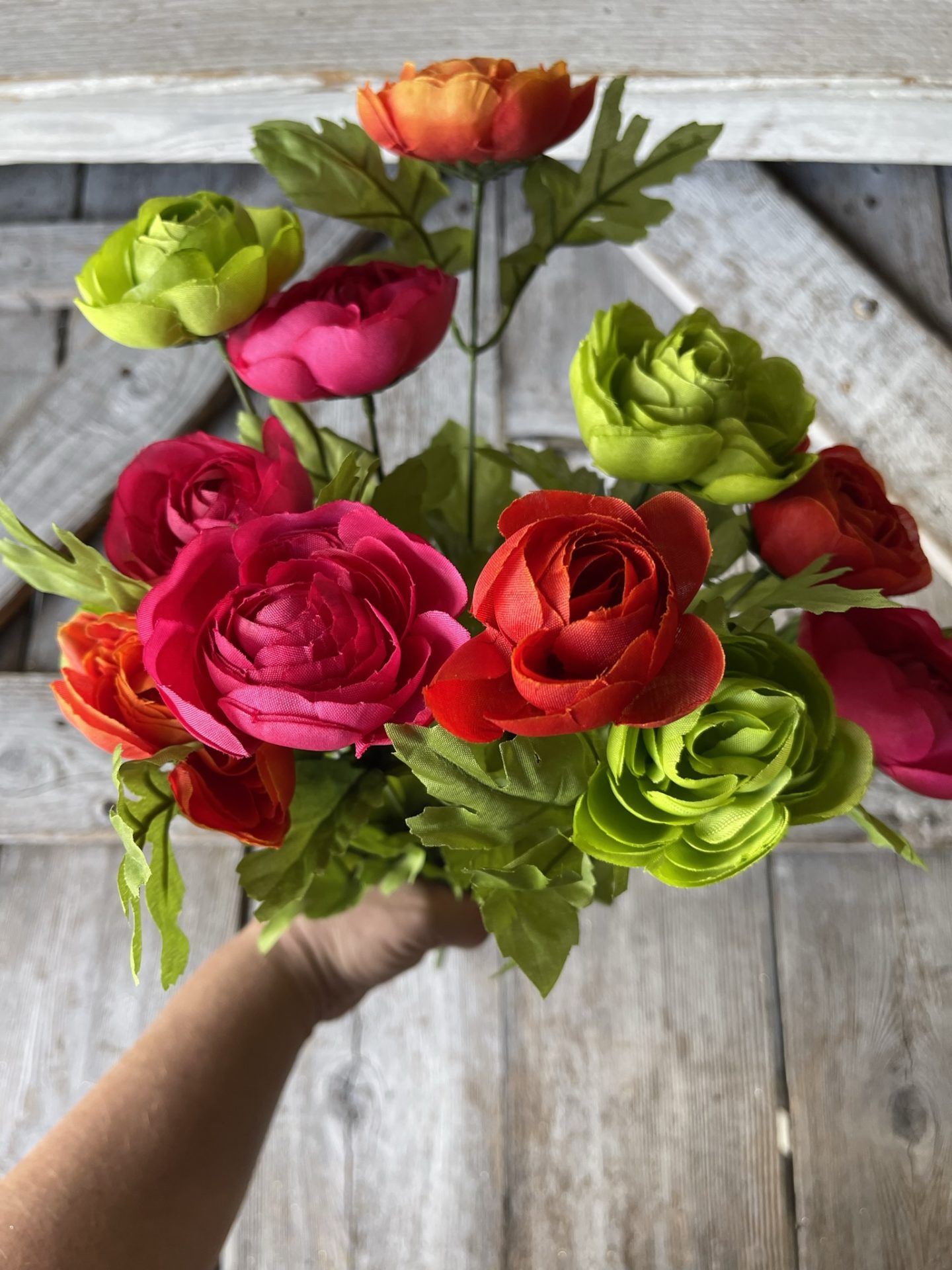 Orange Bright Pink Green Ranunculus Bush - Kelea's Florals