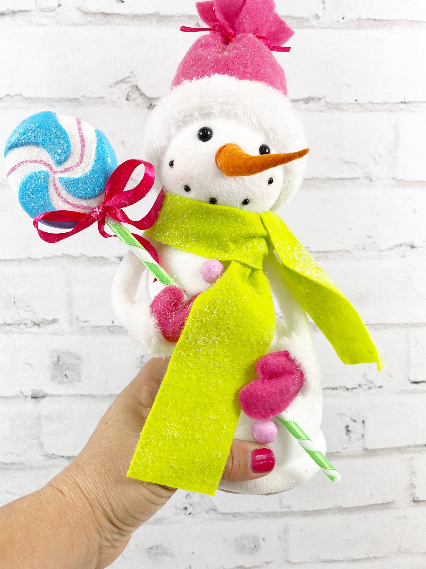 Pink Green Snowman Lollipop - Kelea's Florals