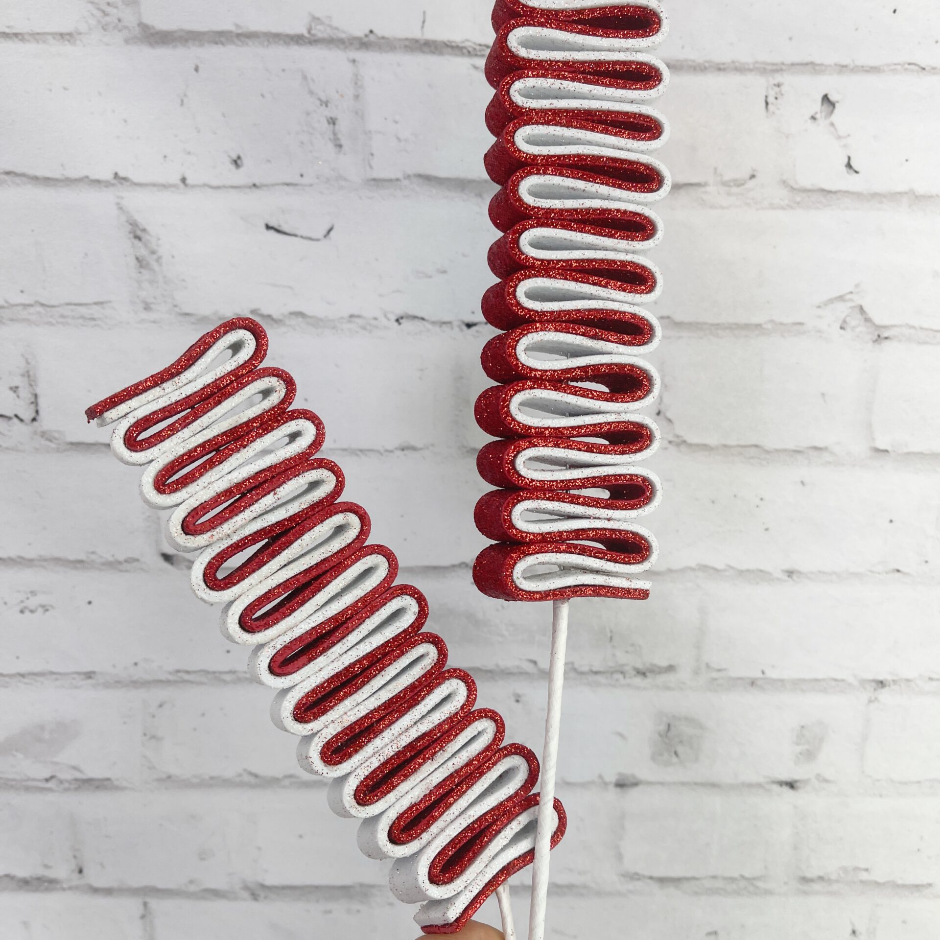 Red White Glitter Ribbon Candy Spray - Kelea's Florals