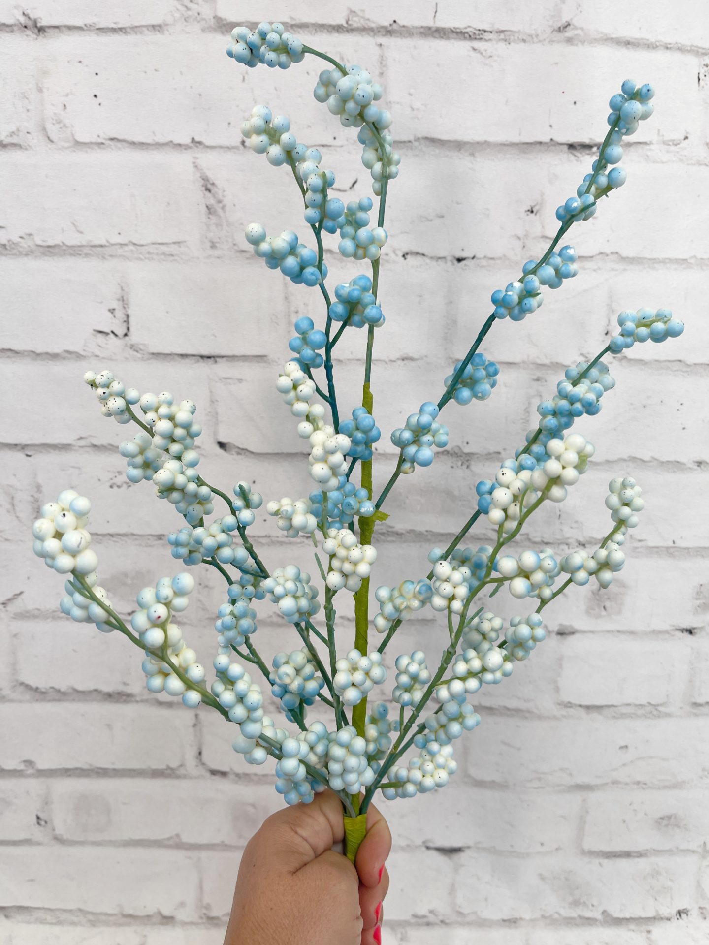 Light Blue and White Berry Stem - Kelea's Florals