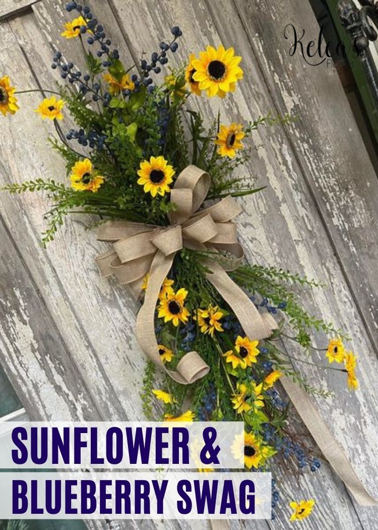 Sunflower and Blueberry Swag - Kelea's Florals