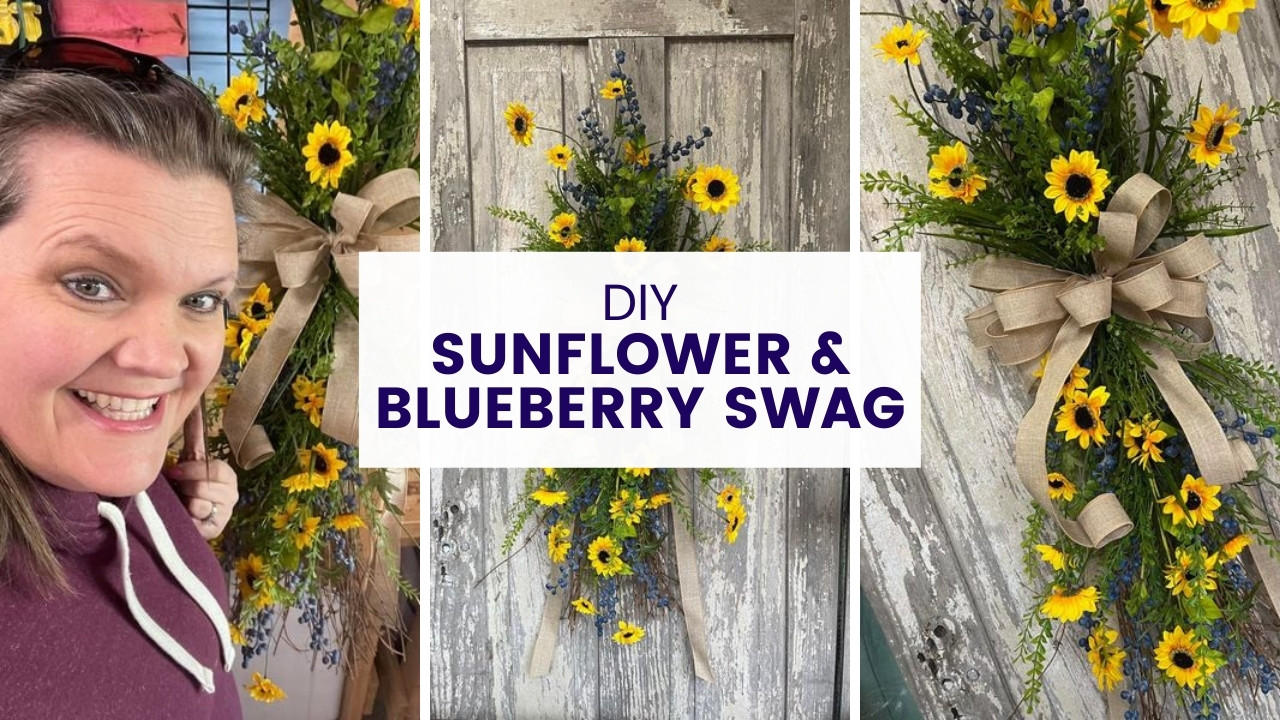 Sunflower and Blueberry Swag - Kelea's Florals