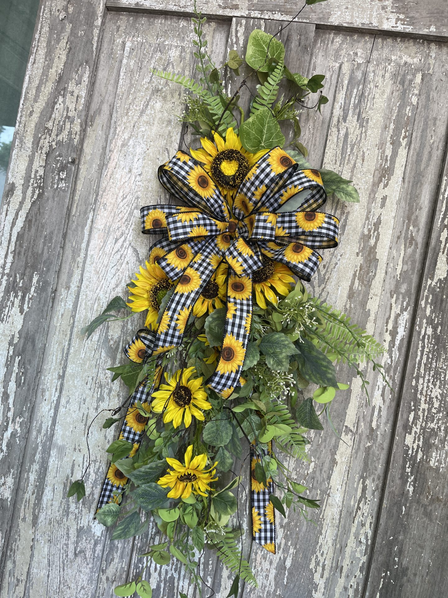Sunflower Swag with Check Bow Supply List - Kelea's Florals