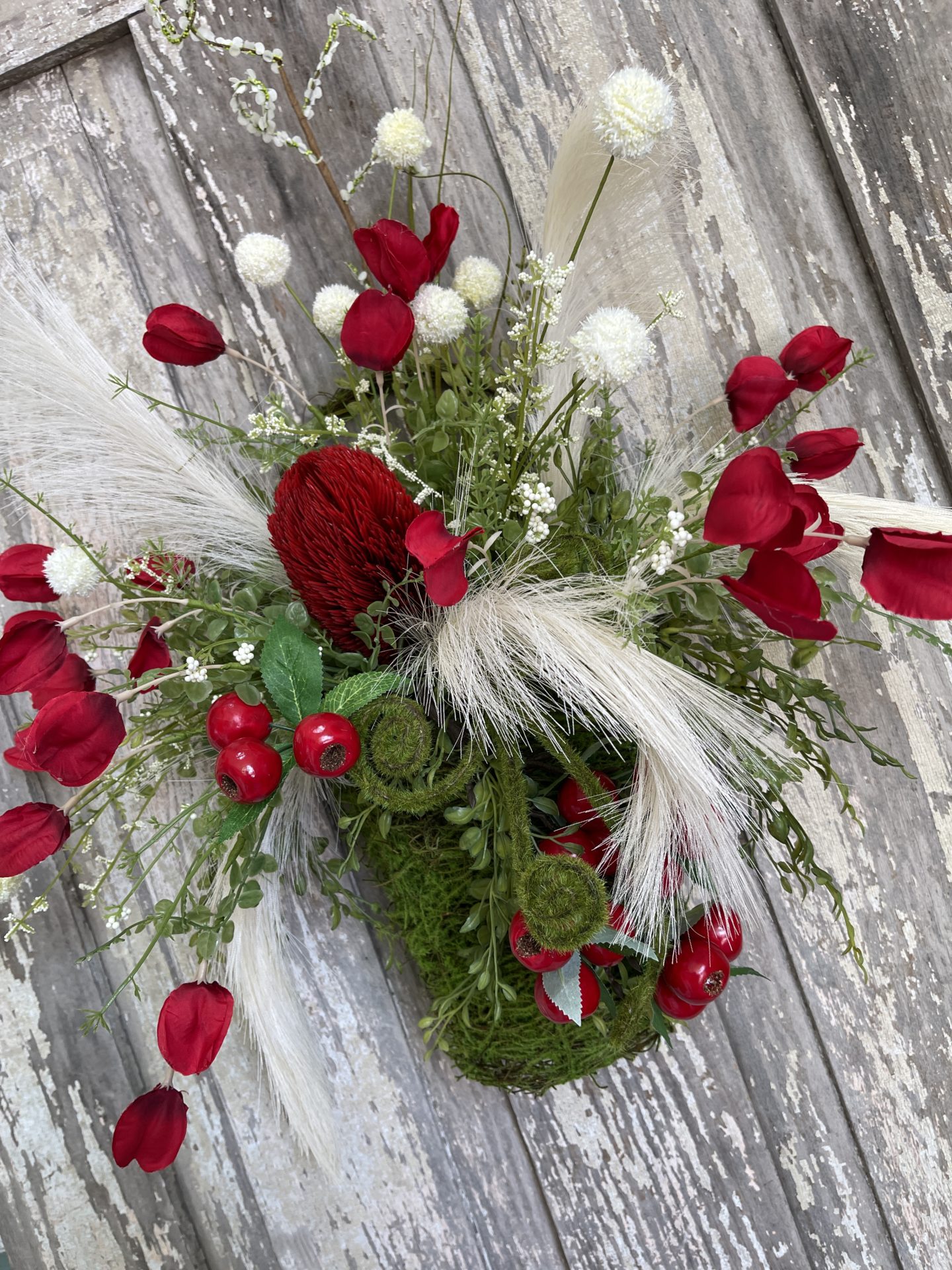 Red and White Wall Basket Supply List - Kelea's Florals