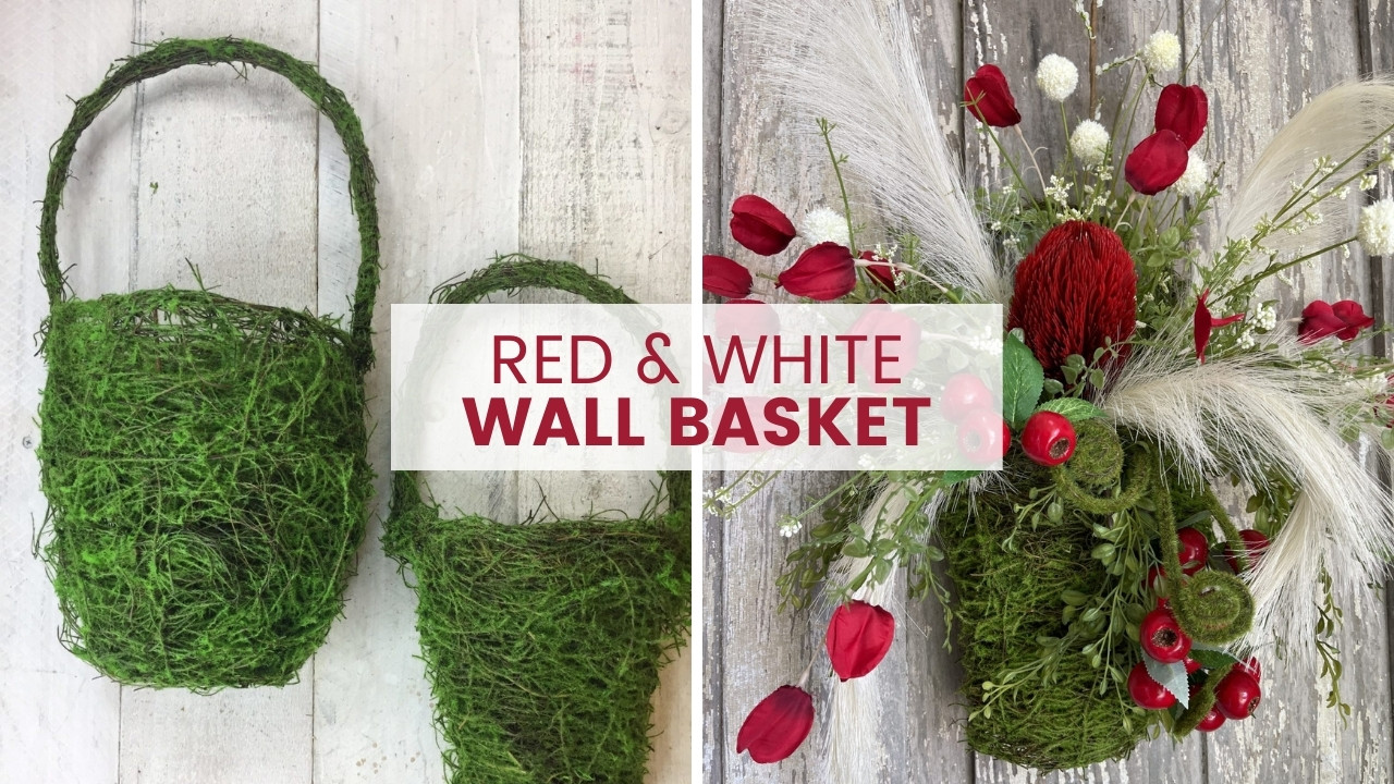 Red and White Floral Wall Basket - Kelea's Florals