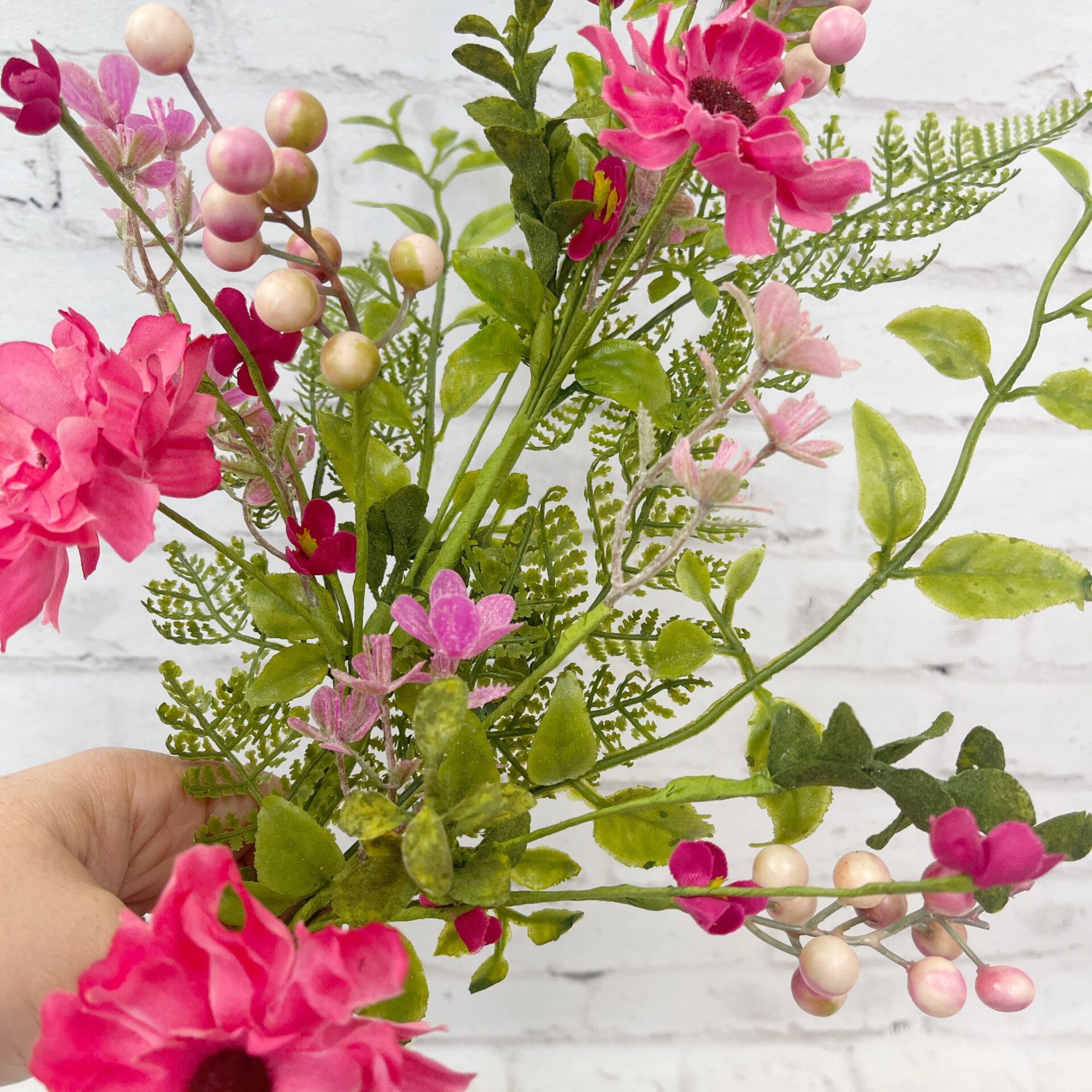 Pink Cosmo and Berry Fern Stem - Kelea's Florals