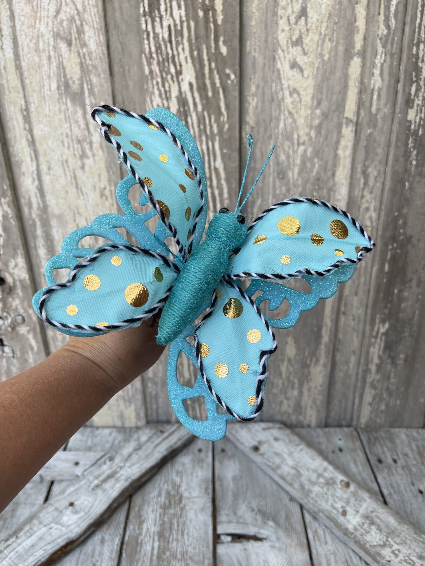 Light Blue Polka dot Butterfly Pick - Kelea's Florals