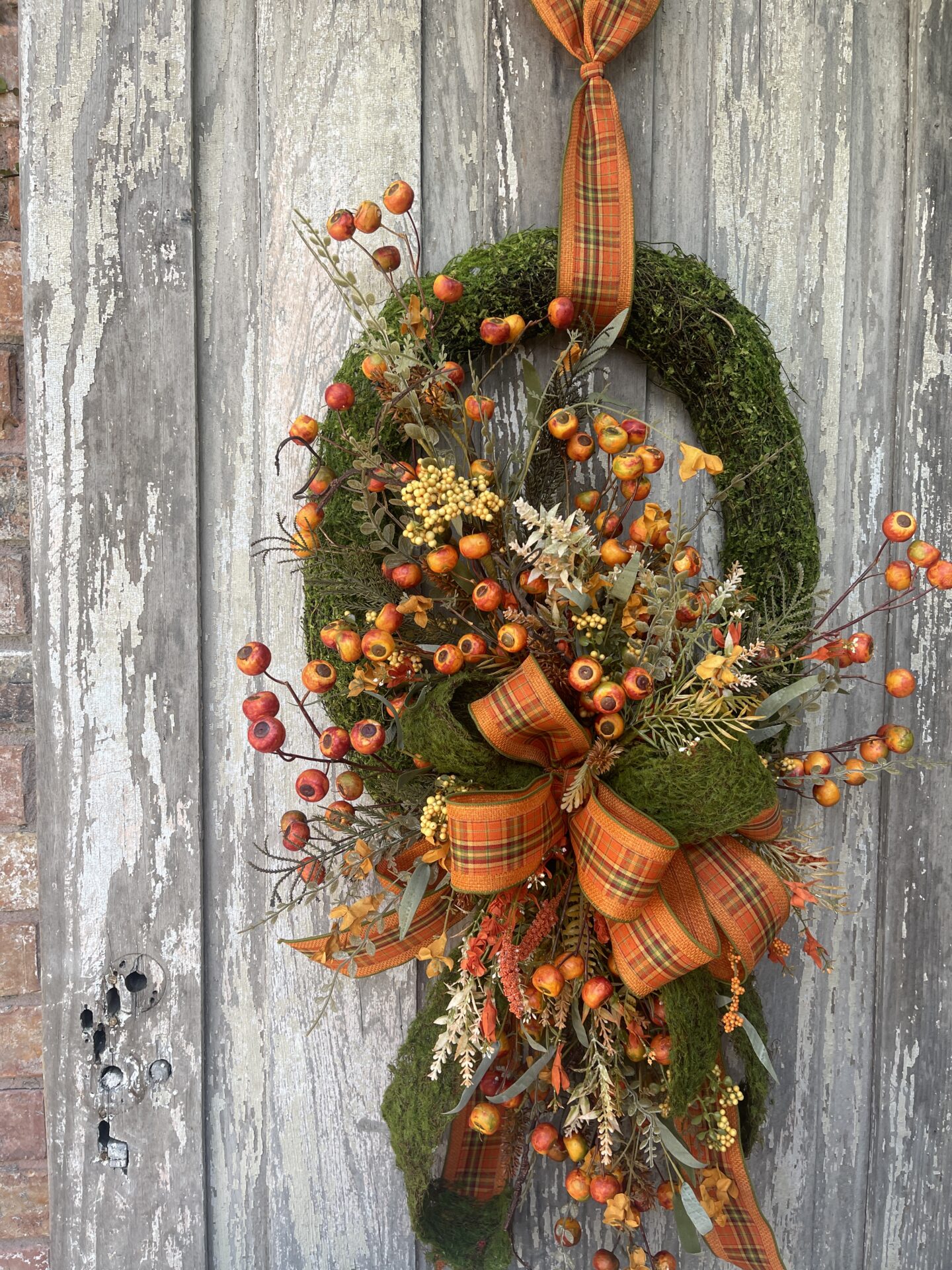 KDS Tutorial Fall Moss Wreath with Orange and Green Plaid Supply List ...