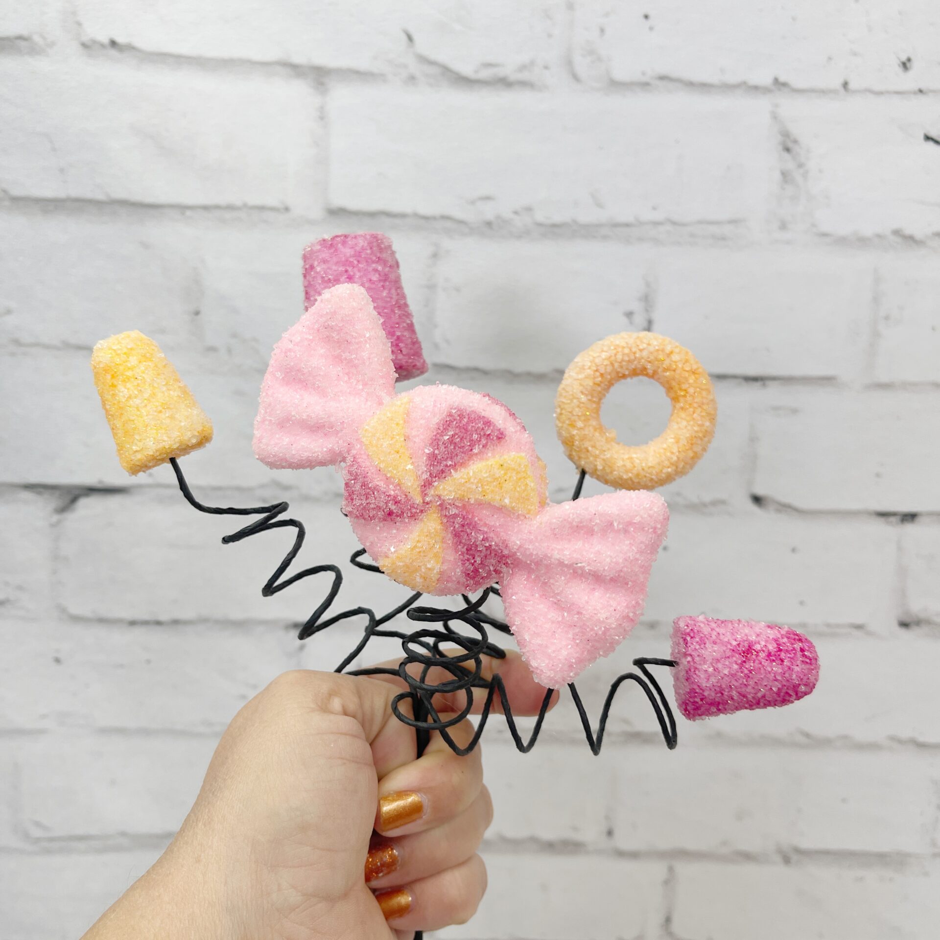 Orange Fuchsia Pink Gumdrop Ring Candy Pick - Kelea's Florals