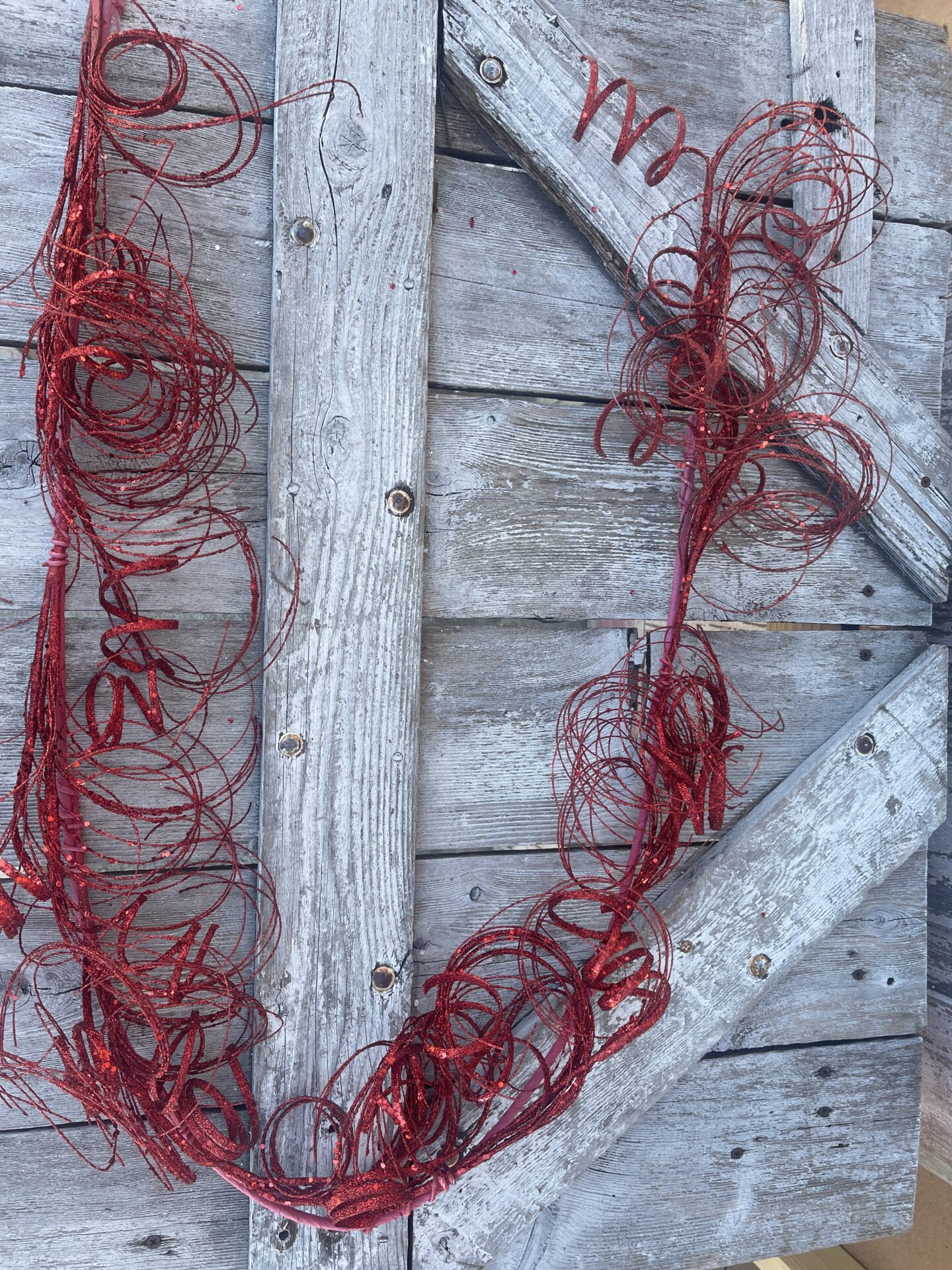 Curly Red Glitter Garland - Kelea's Florals