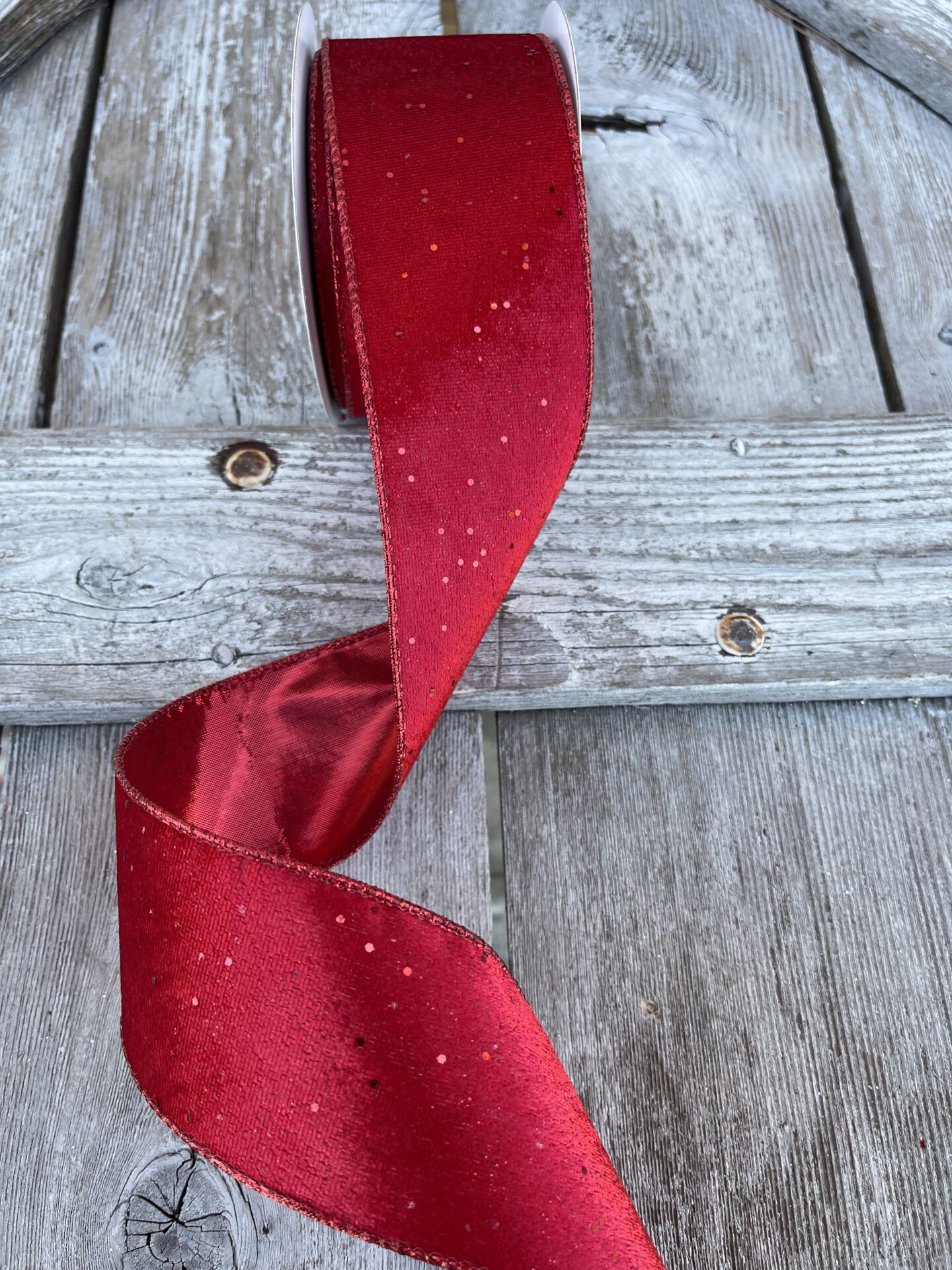 2.5" Red Glitter Lush Velvet Ribbon - Kelea's Florals