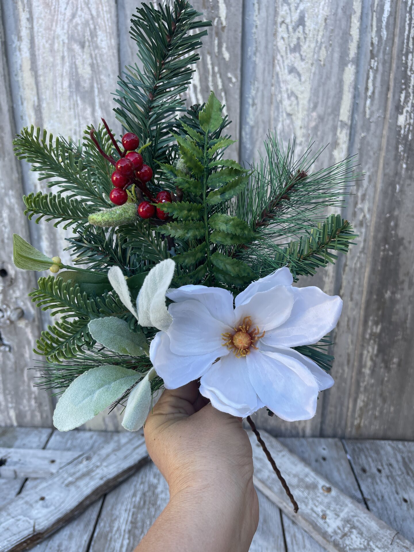 Pine and Magnolia Berry Stem - Kelea's Florals