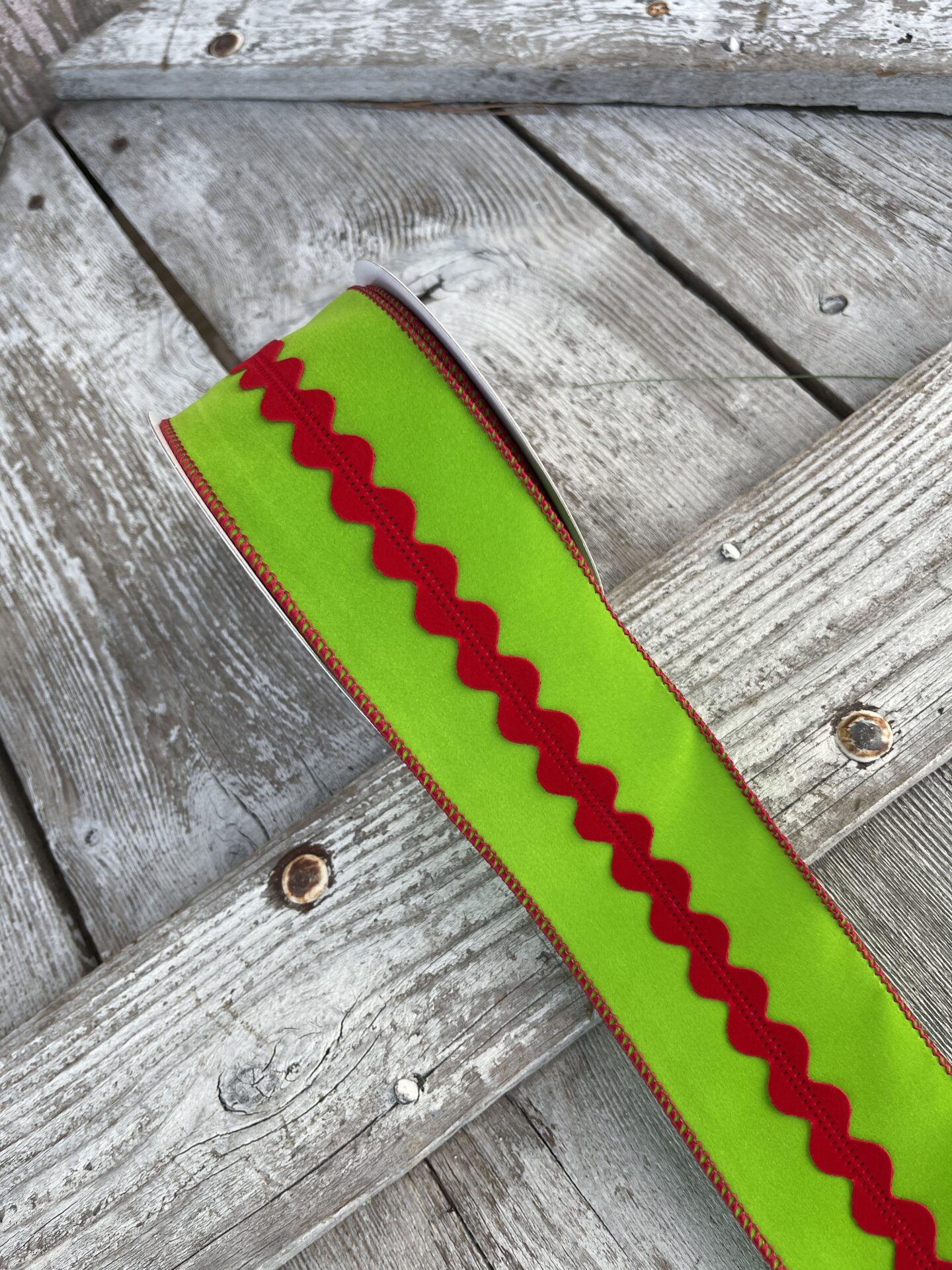 2.5″ Green Velvet Rick Rack Center Ribbon - Kelea's Florals