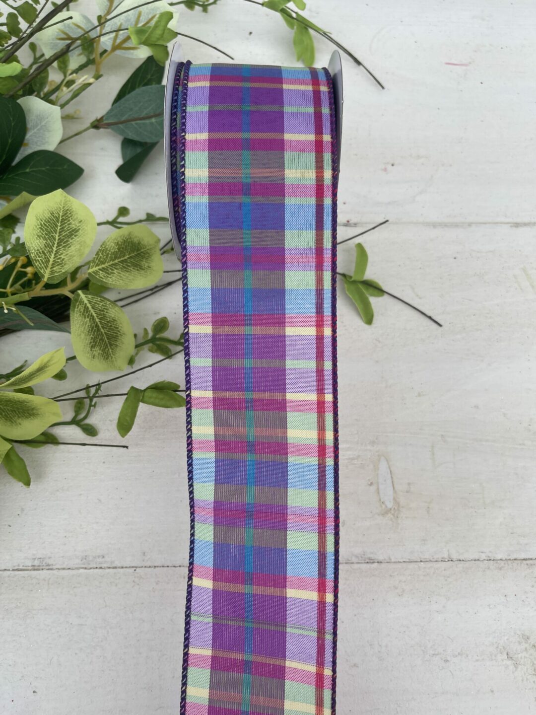 2.5" Pink Red Blue Yellow White Toni Plaid Ribbon on 10 Yard Roll ...