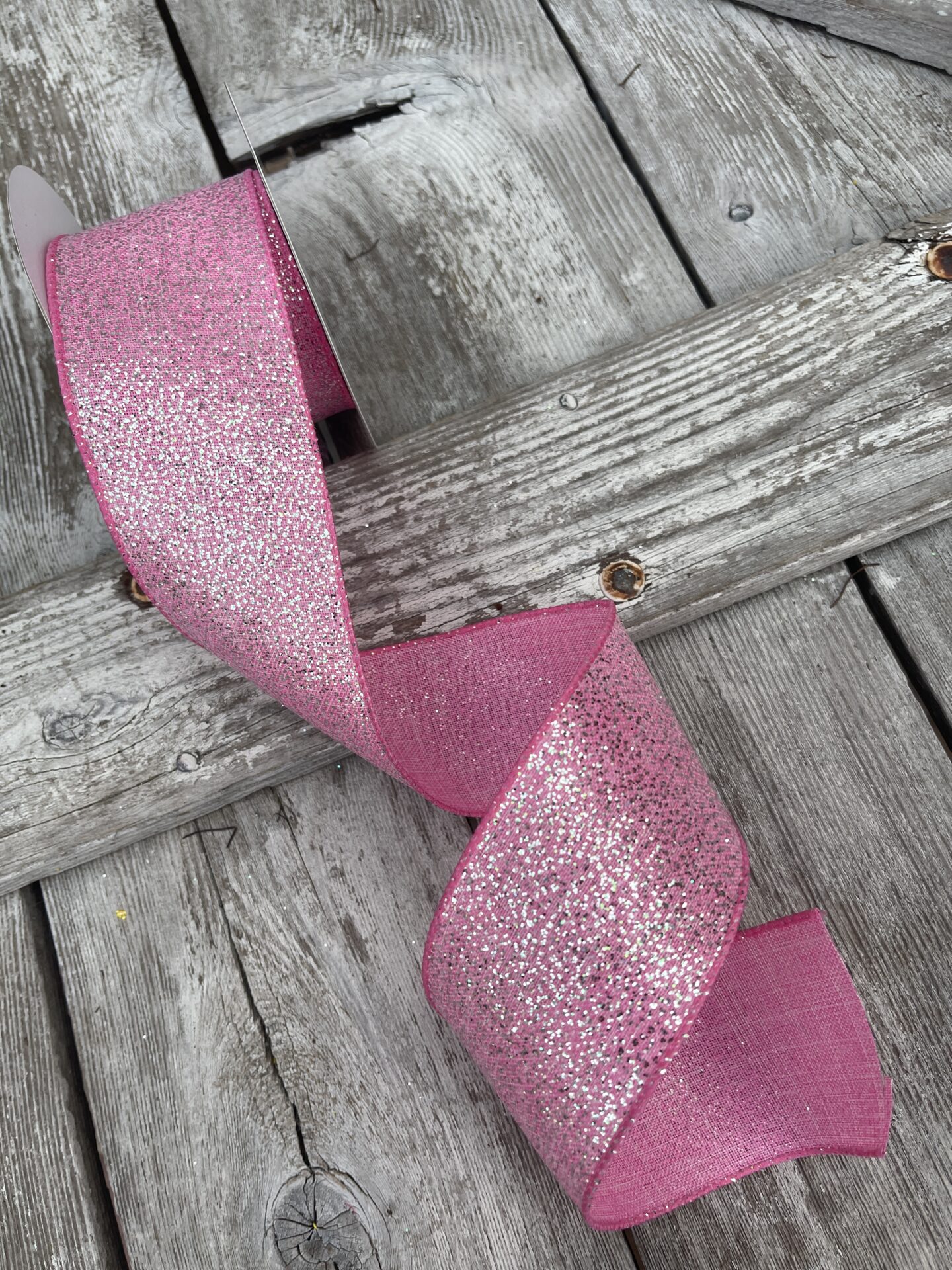 2.5" Pink Glitter Ribbon on 10 Yard Roll - Kelea's Florals