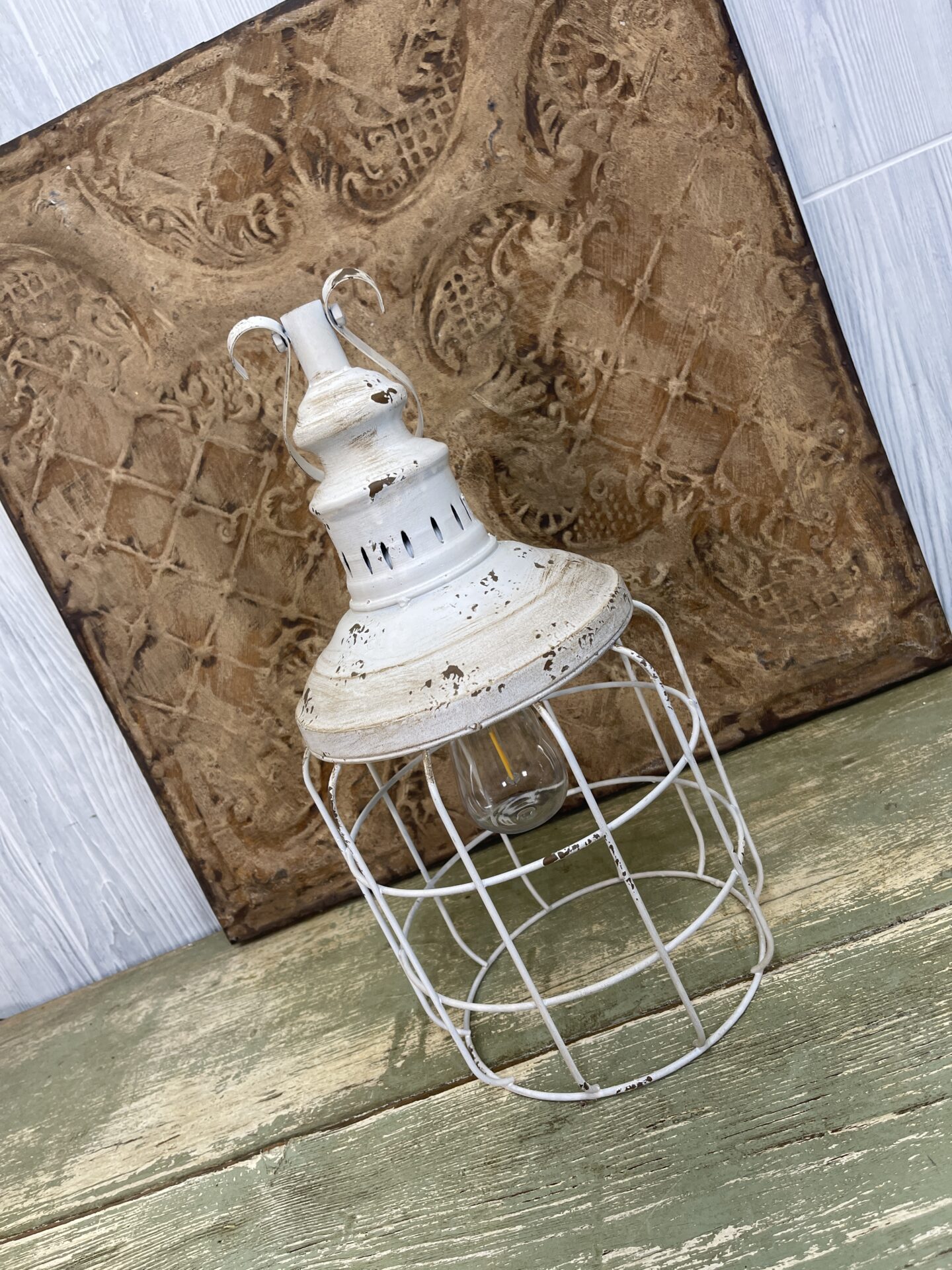 White Metal Cage Lantern - Kelea's Florals