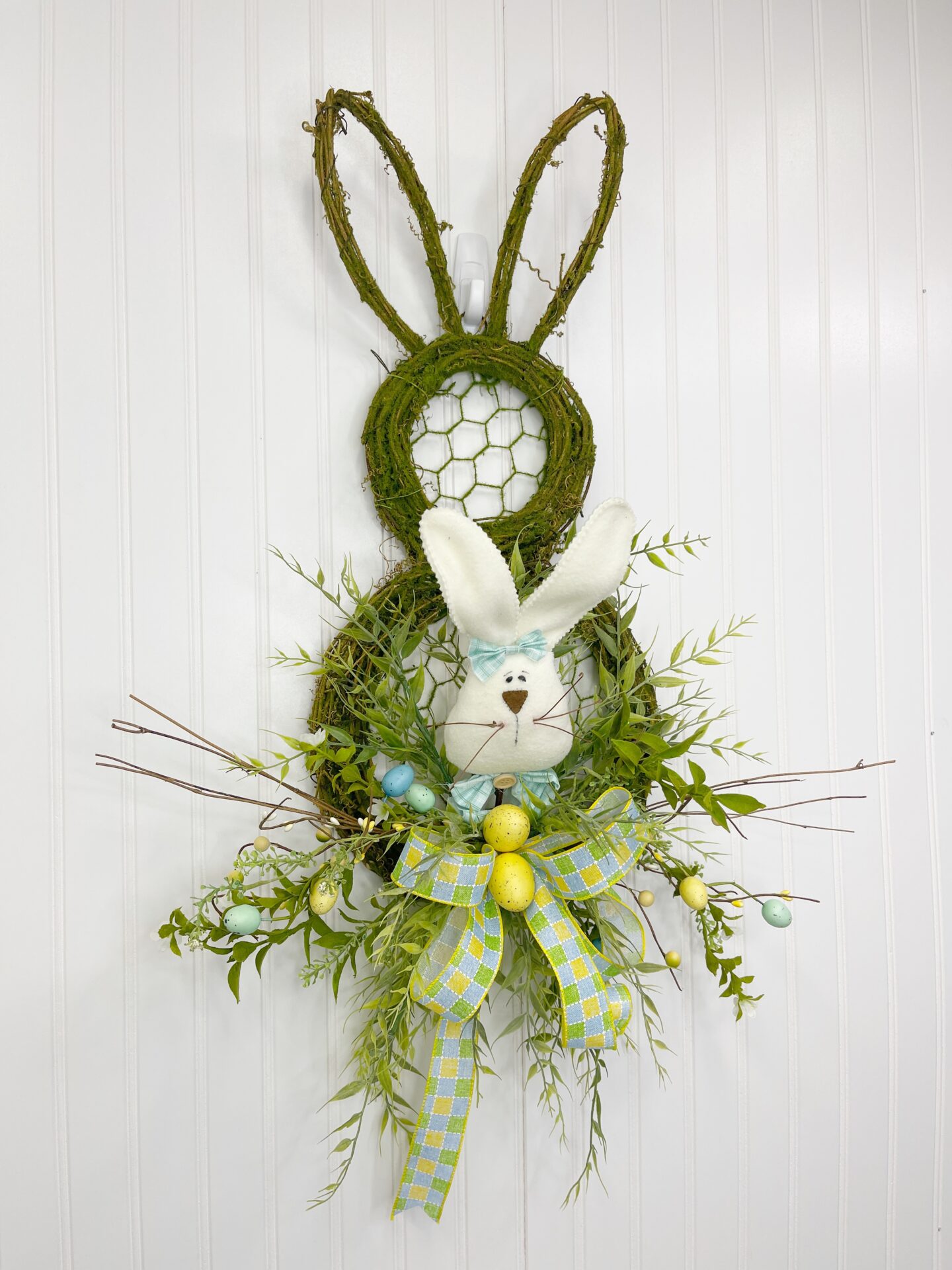 Bunny with Moss and Teal Easter Door Wreath Kit - Kelea's Florals
